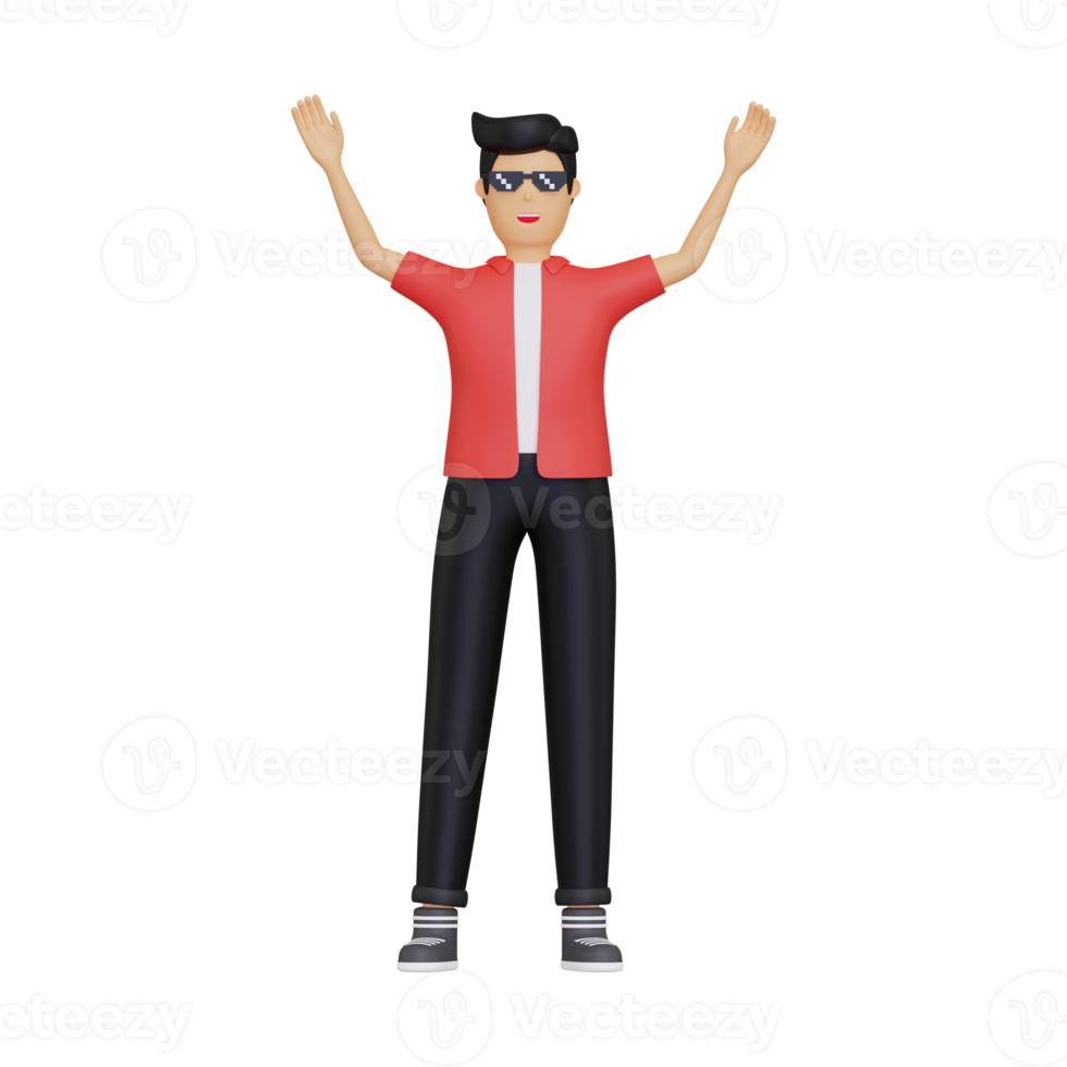 3d Man Raises Both Hands 10872159 Png