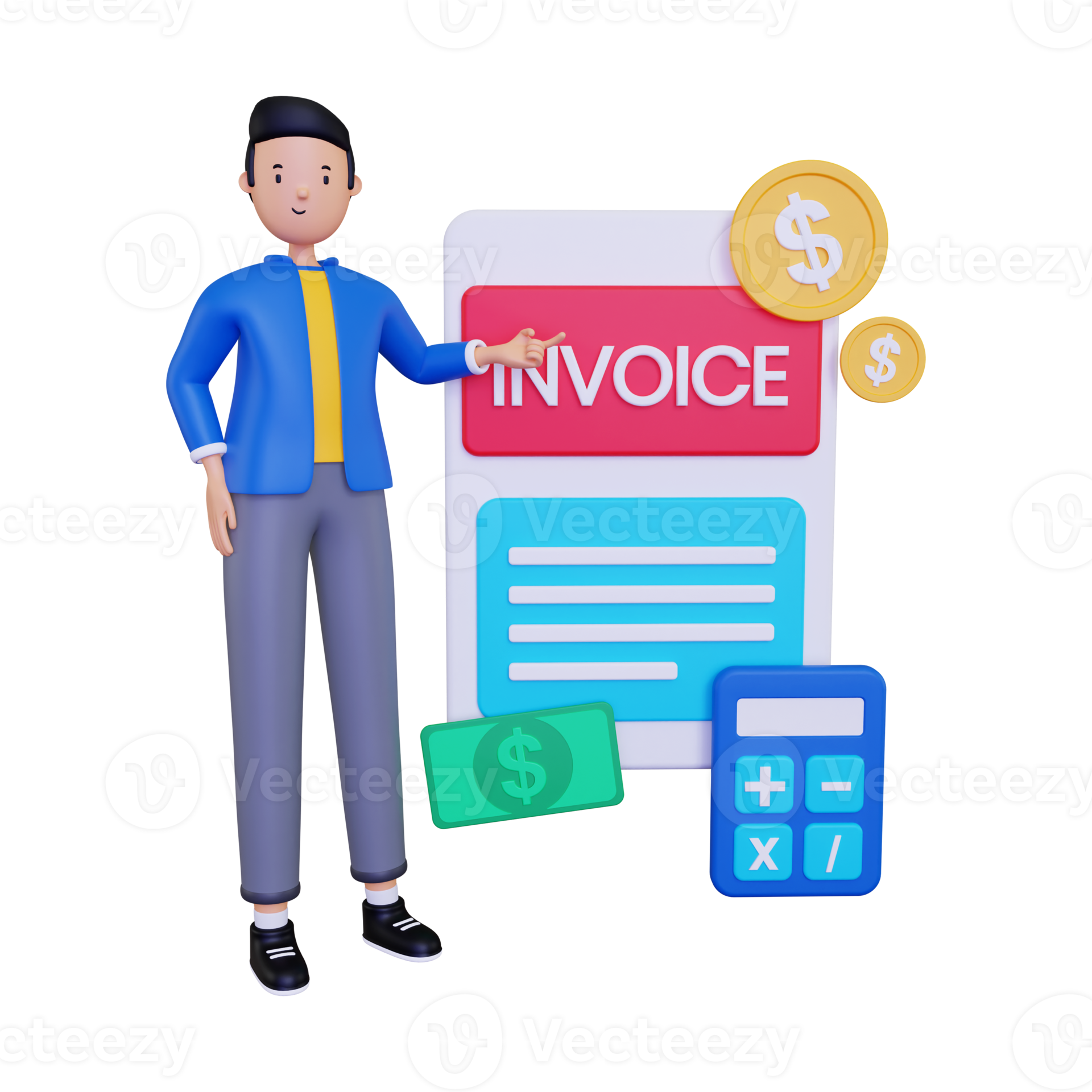 3d Man showing invoice bill illustration 10872389 PNG 3d Man showing invoice bill illustration 10872389 PNG