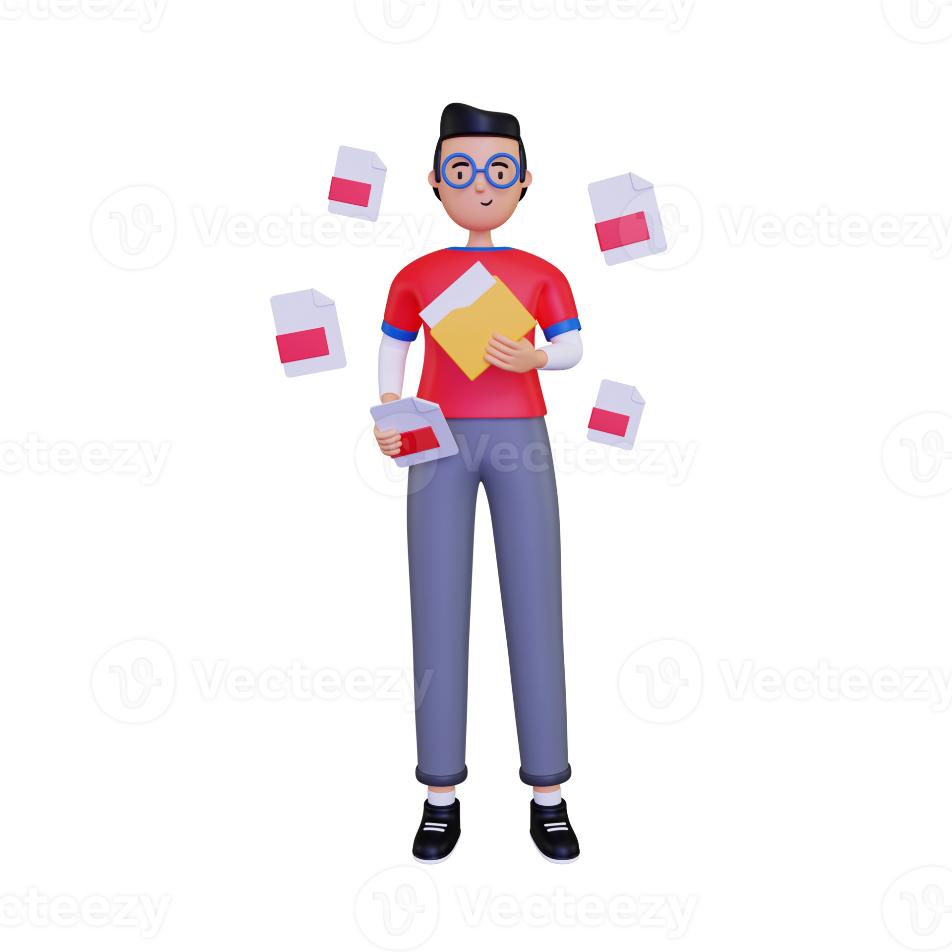 3d Man Holding A Document Illustration 10872421 Png
