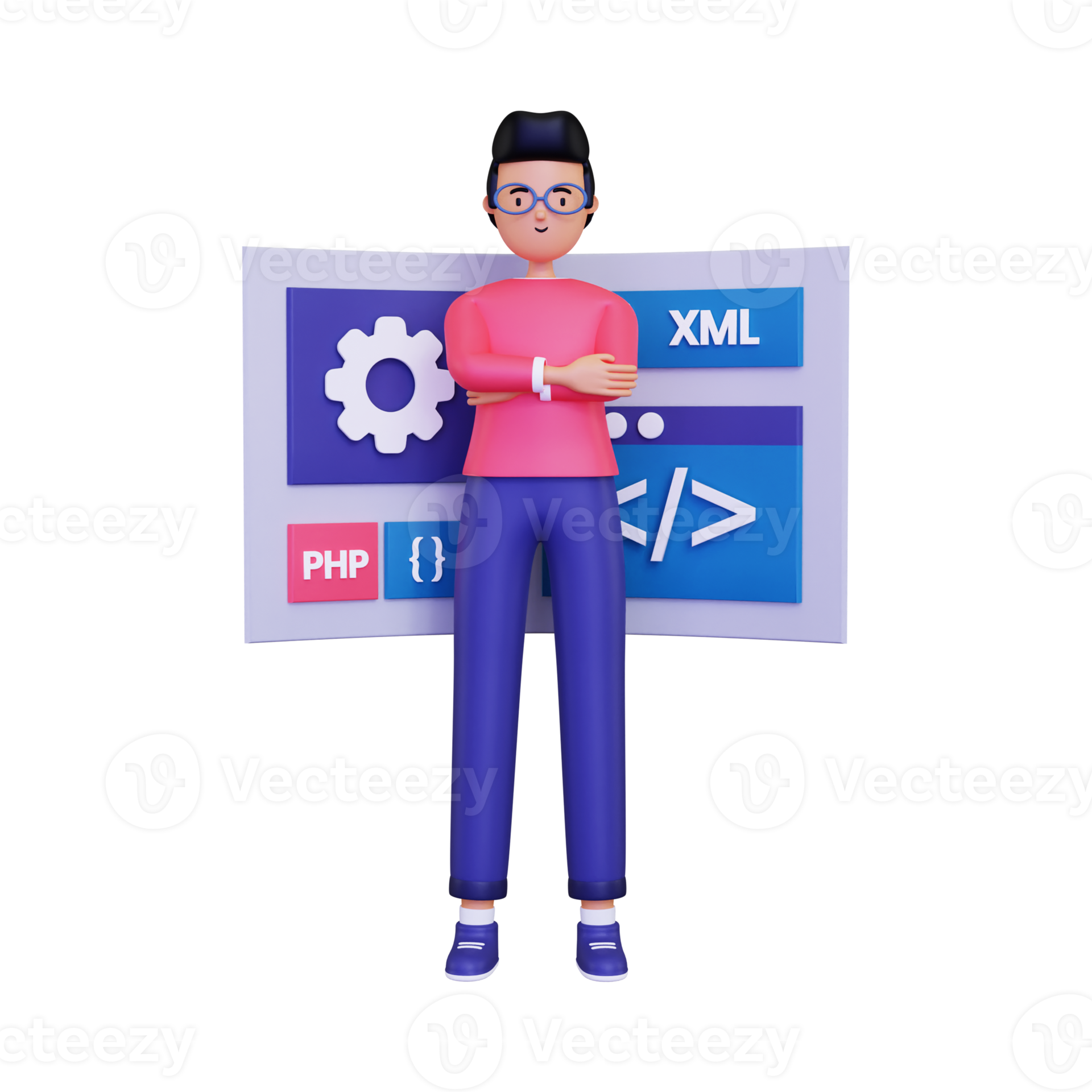 3d PHP developer illustration 10872676 PNG