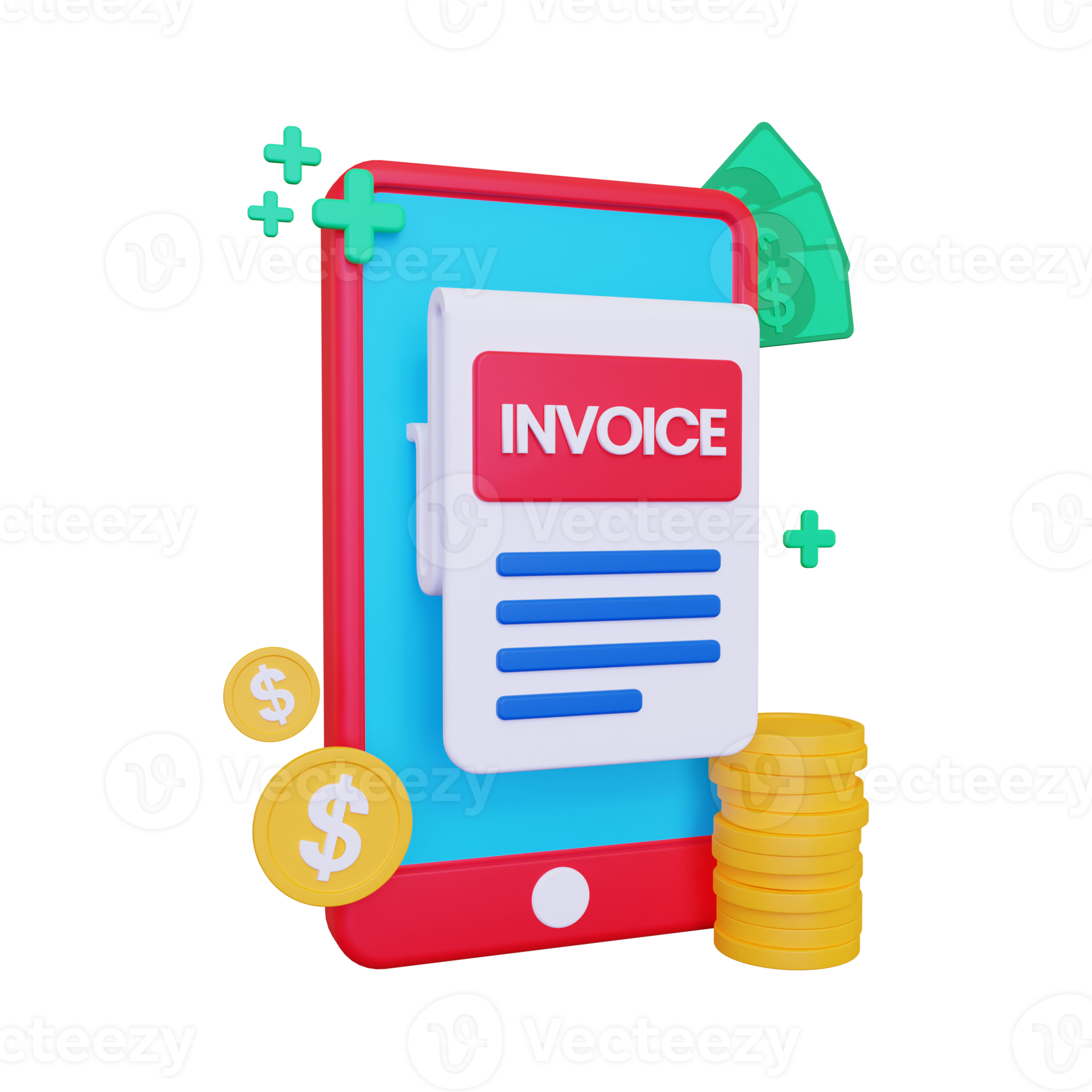 3d Online invoice illustration 10872679 PNG