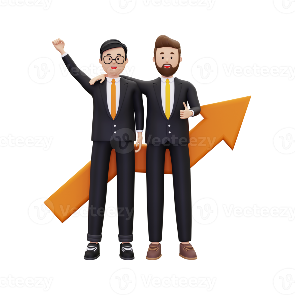 los socios comerciales 3d están entusiasmados con la construcción de una ilustración de ...