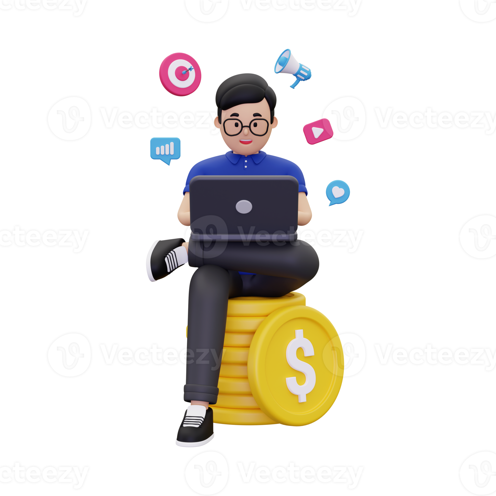 3d Man Doing Marketing Promotion 10872903 Png