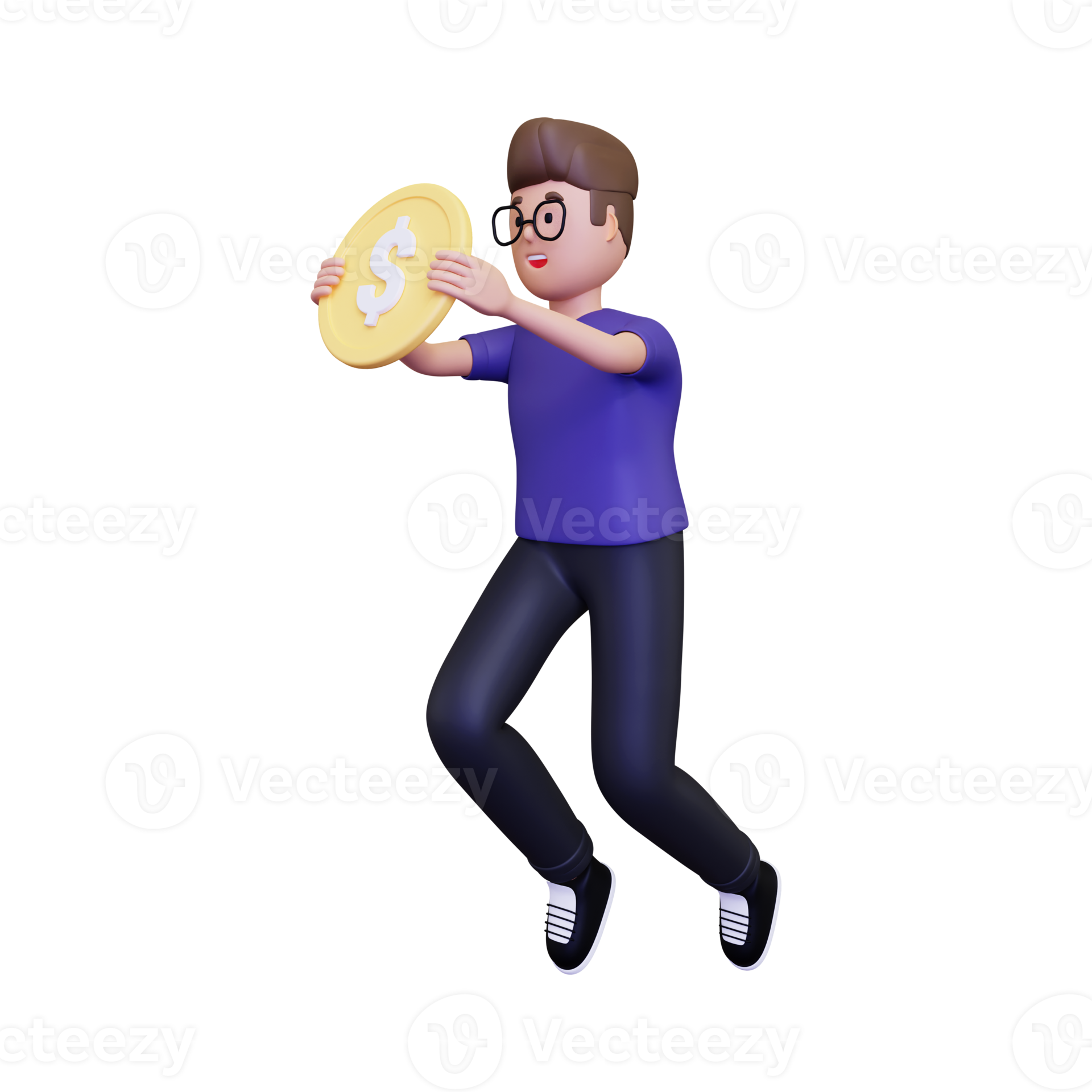 3d Man Holding Coin Illustration 10873214 Png