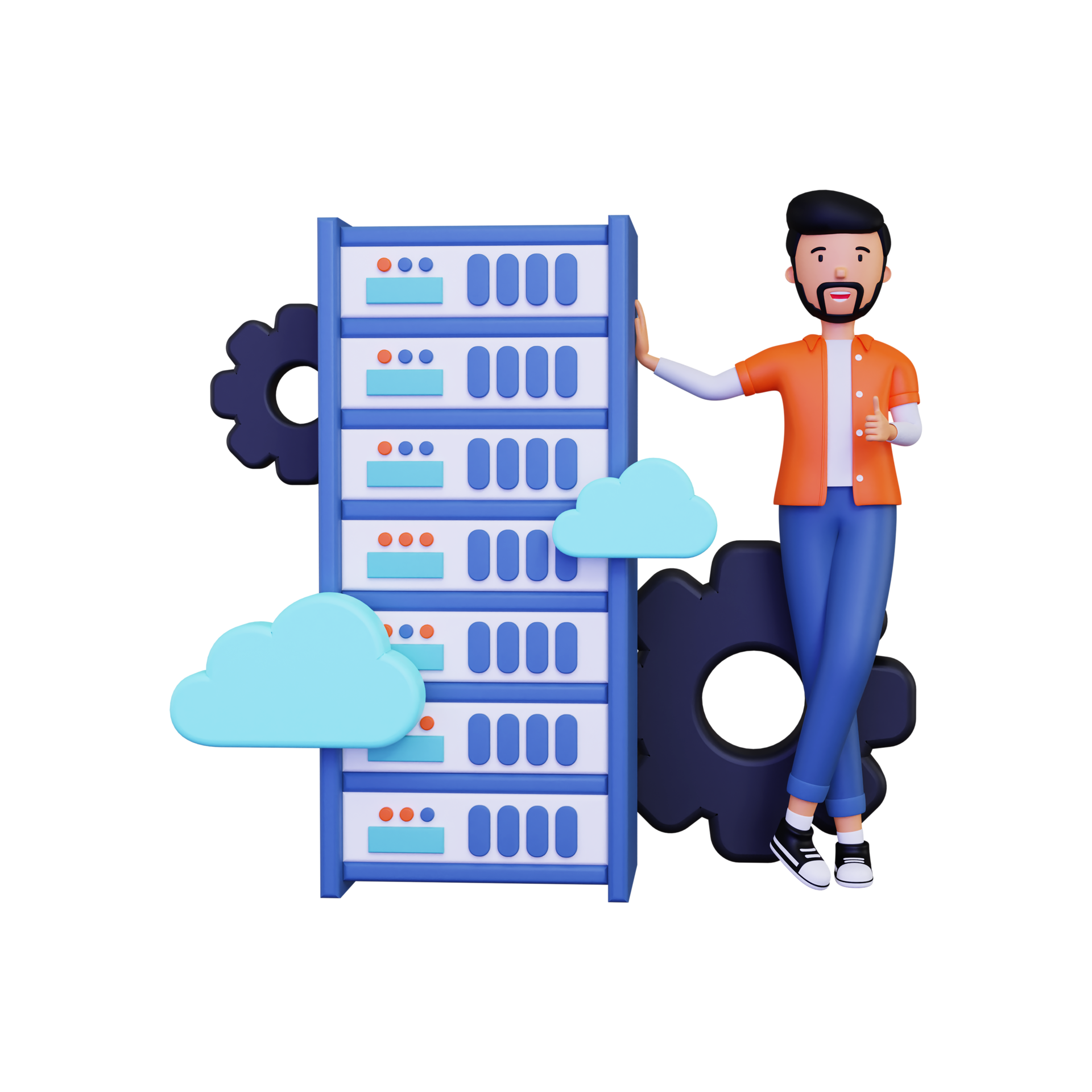 3d Man Doing Server Cloud Hosting 10873276 Png