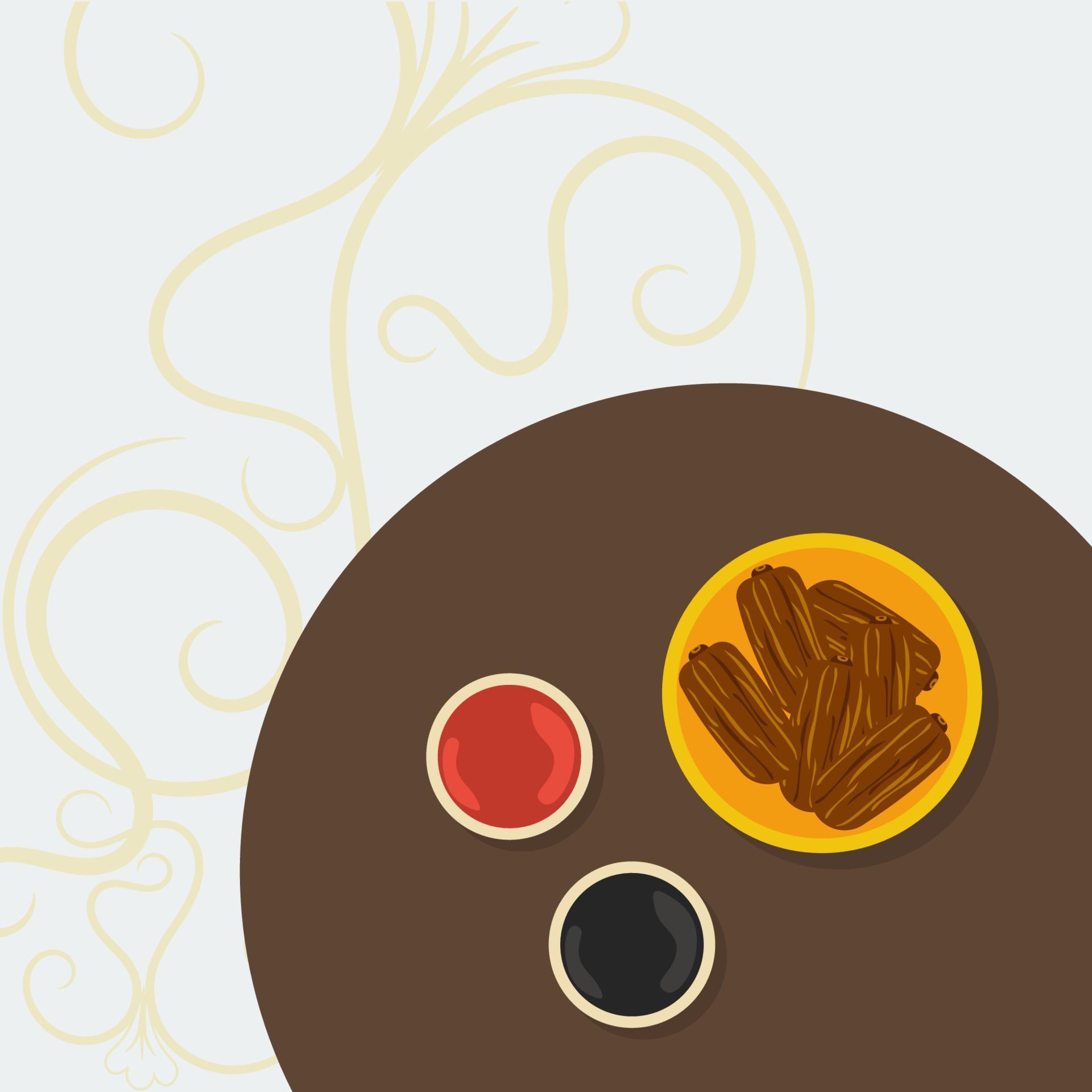 Editable Iftar Party Vector Background Concept with Top View Dates ...