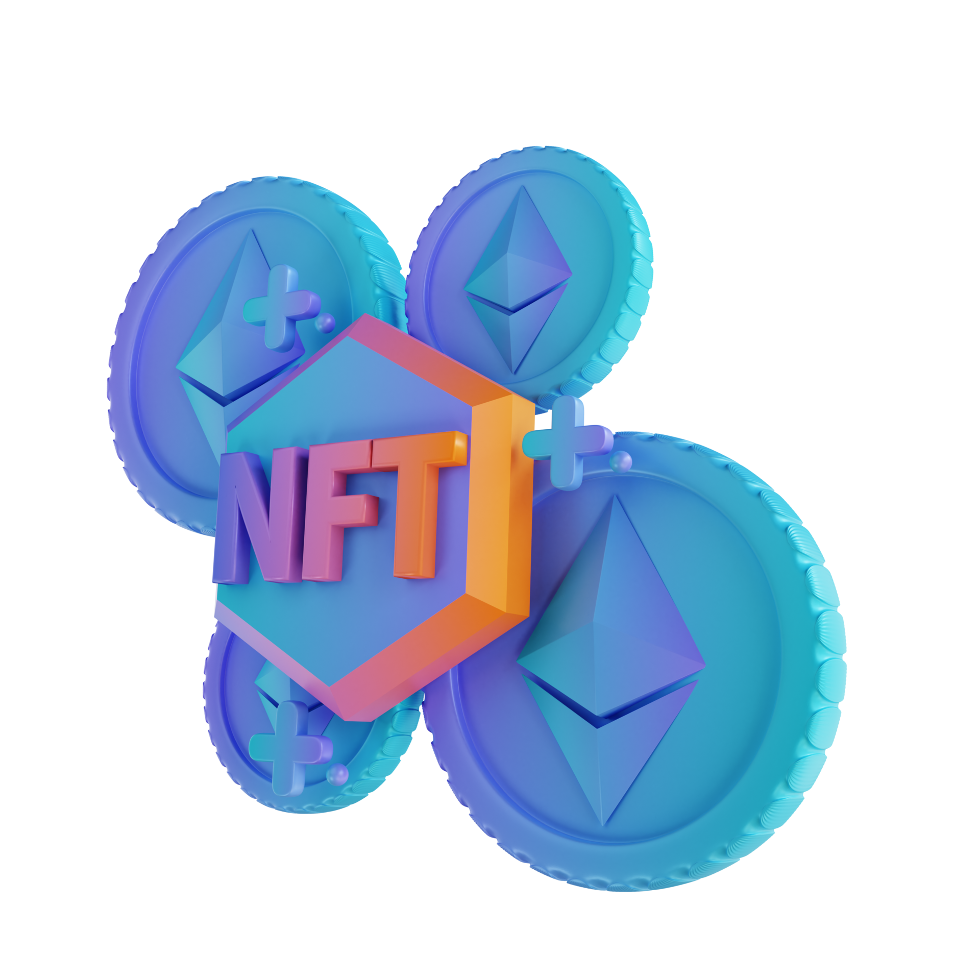 3D illustration Ethereum coin and NFT coin 10877524 PNG