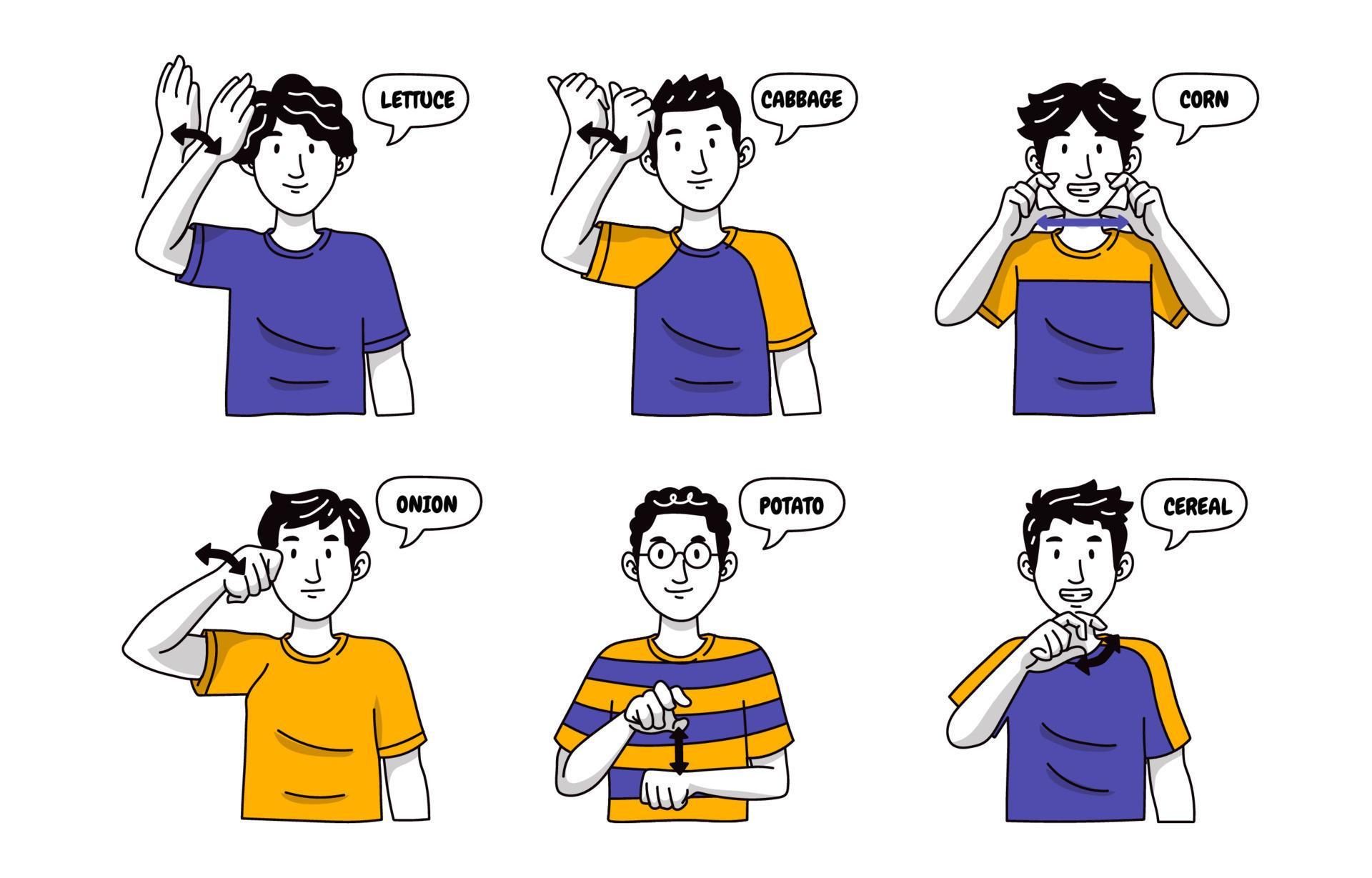 Sign Language for Food 10878350 Vector Art at Vecteezy