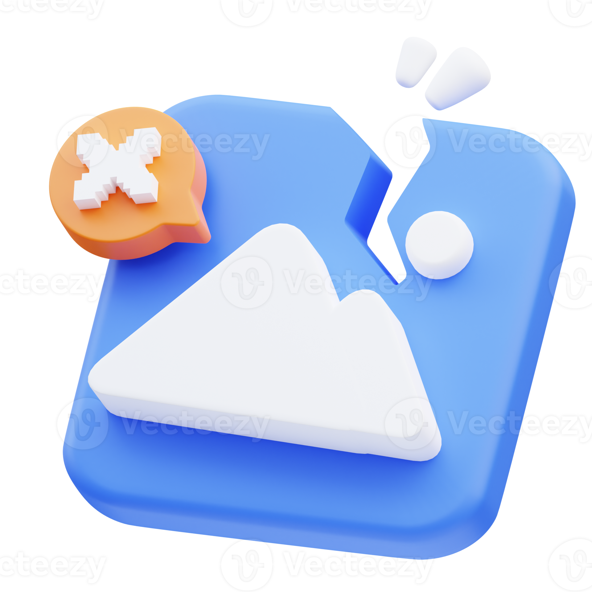3d Rendering Illustration Cute Media Icon Image Corrupt Empty State
