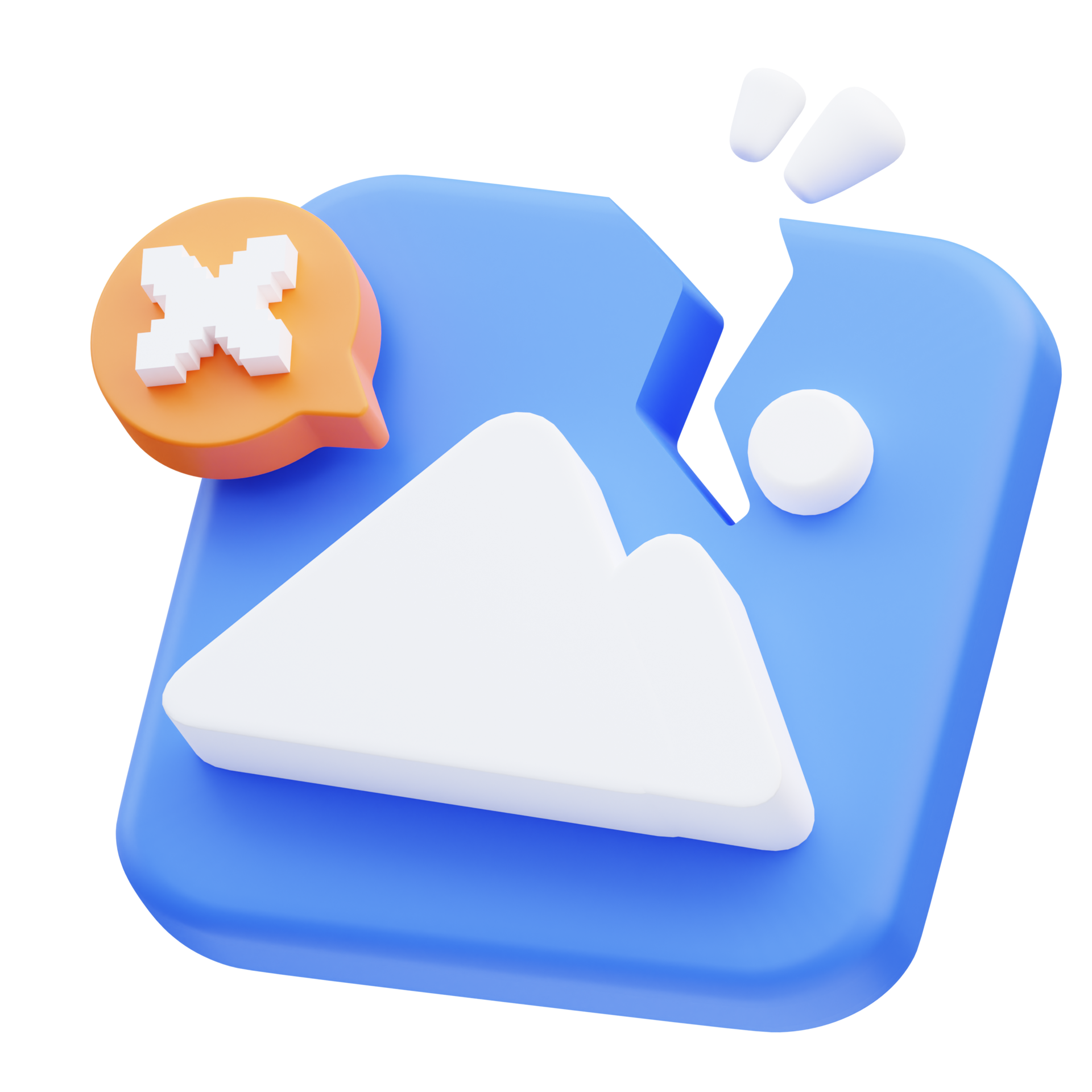 3d rendering illustration cute media icon image corrupt, empty state 10878960 PNG