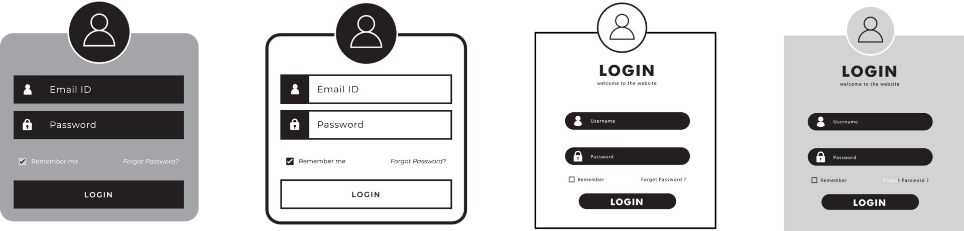Dark grey Login form web page design template or mock up. Mobile ...