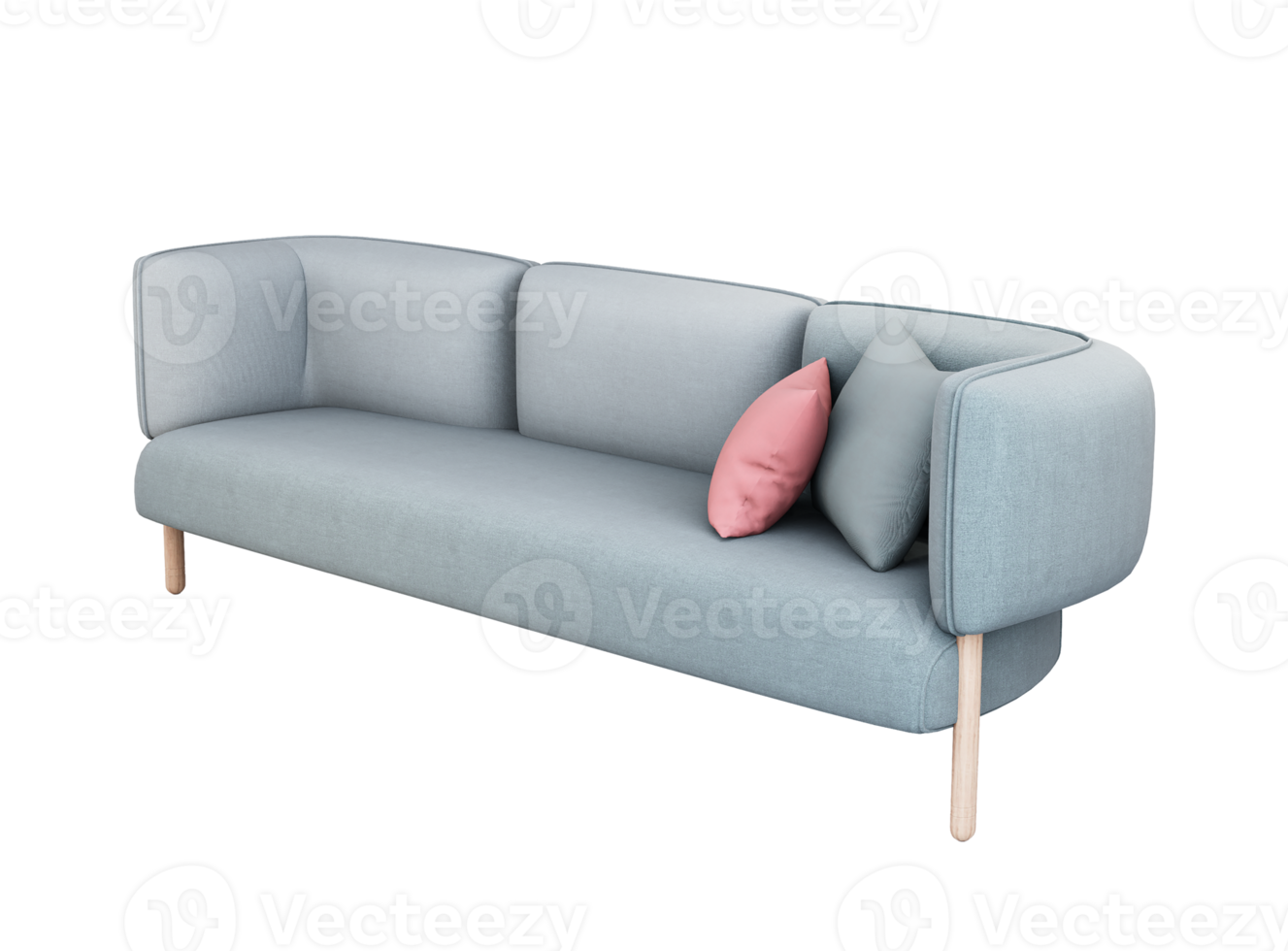 3d Furniture cyan fabric nordic double sofa isolated on a white ... 3d Furniture cyan fabric nordic double sofa isolated on a white ...