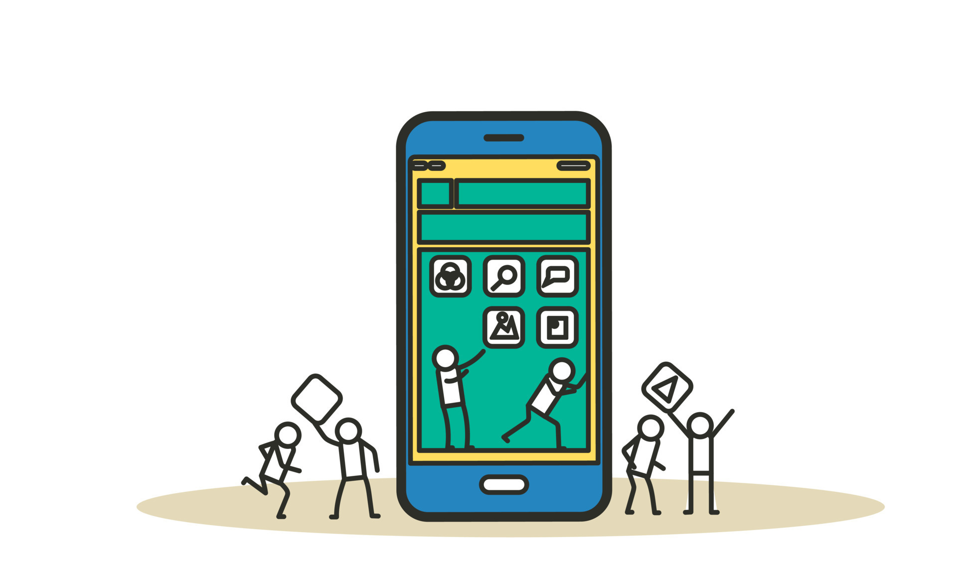 Mobile App Development Vector Concept Illustration Design Application Create Business Phone Web