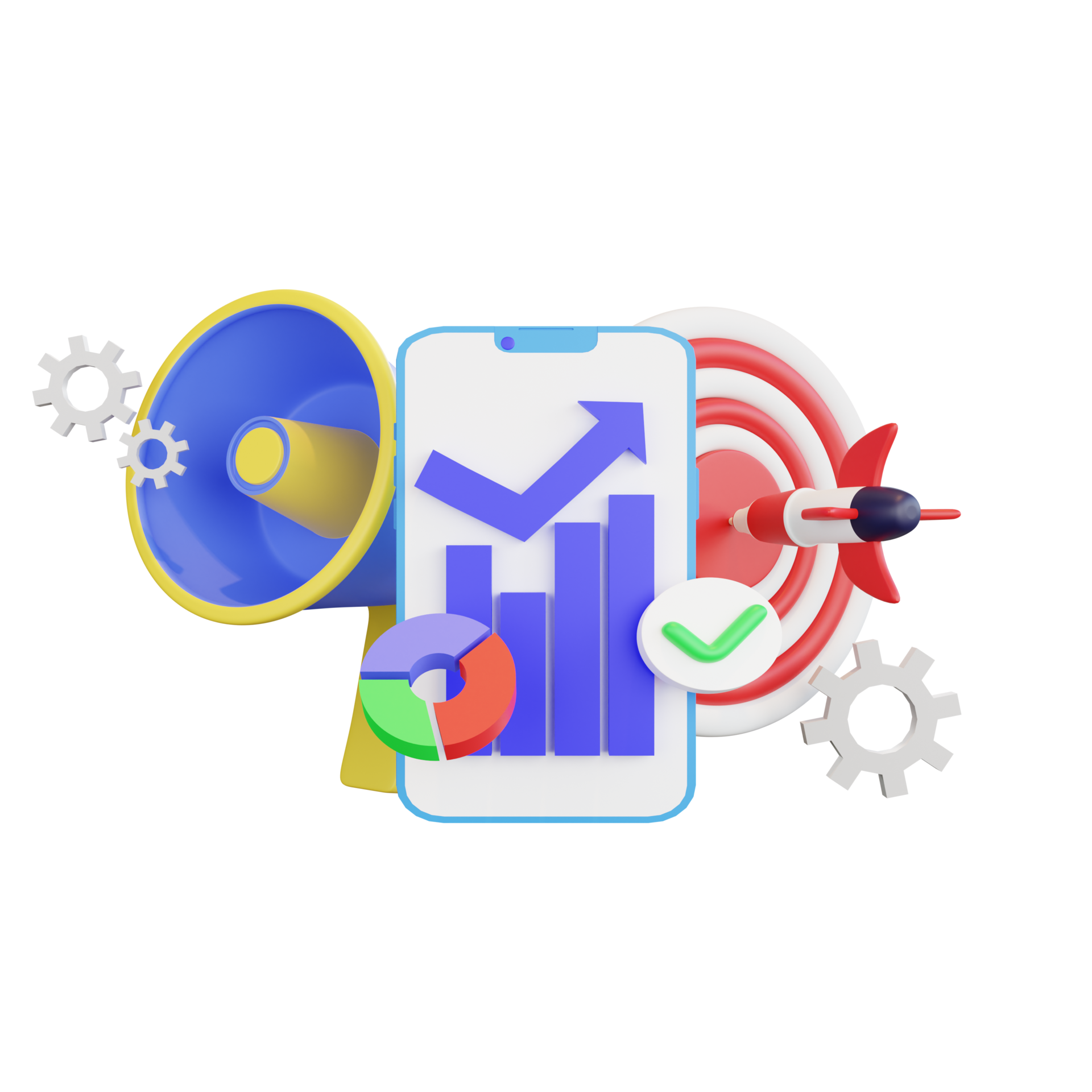 3D-Rendering des digitalen Marketings traf das Ziel 10880636 PNG