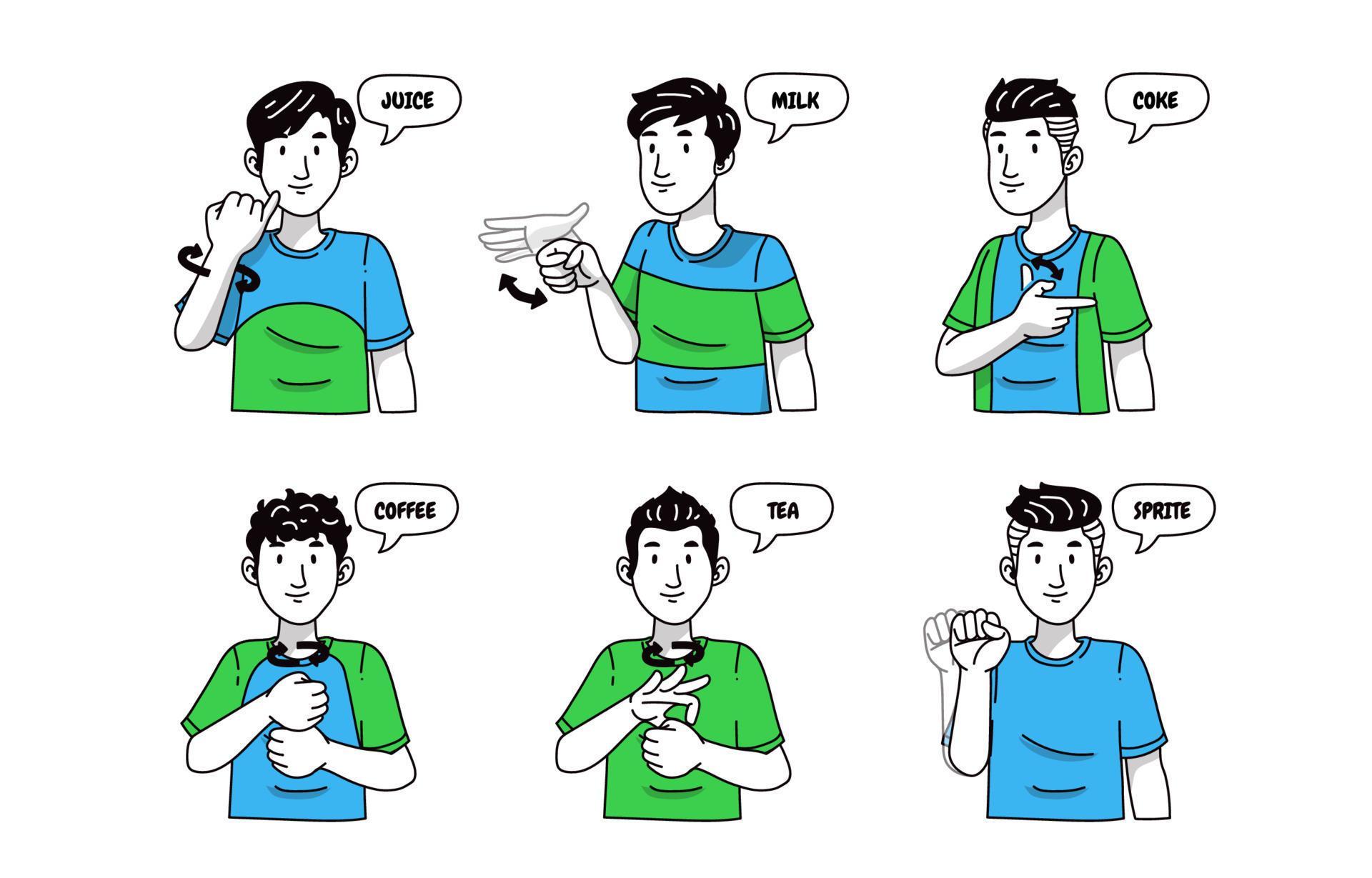 Sign Language for Drinks 10880847 Vector Art at Vecteezy