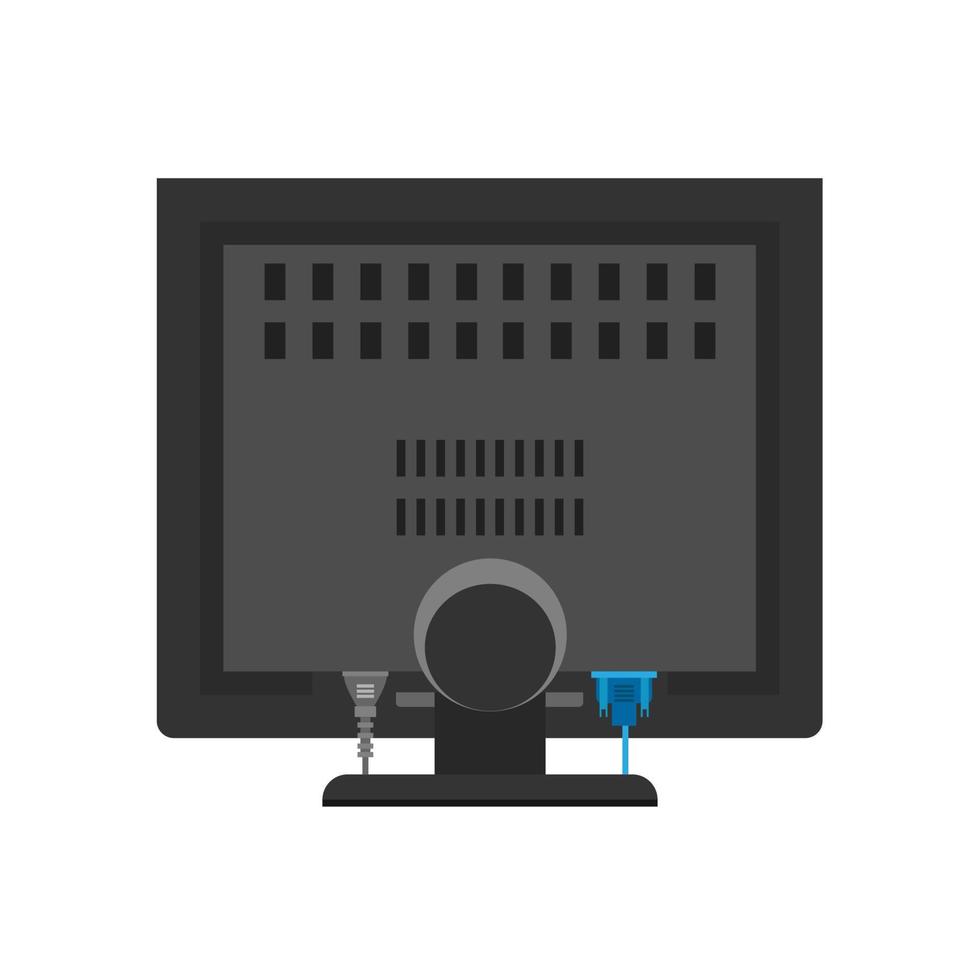 Monitor black computer illustration screen vector back view display ...