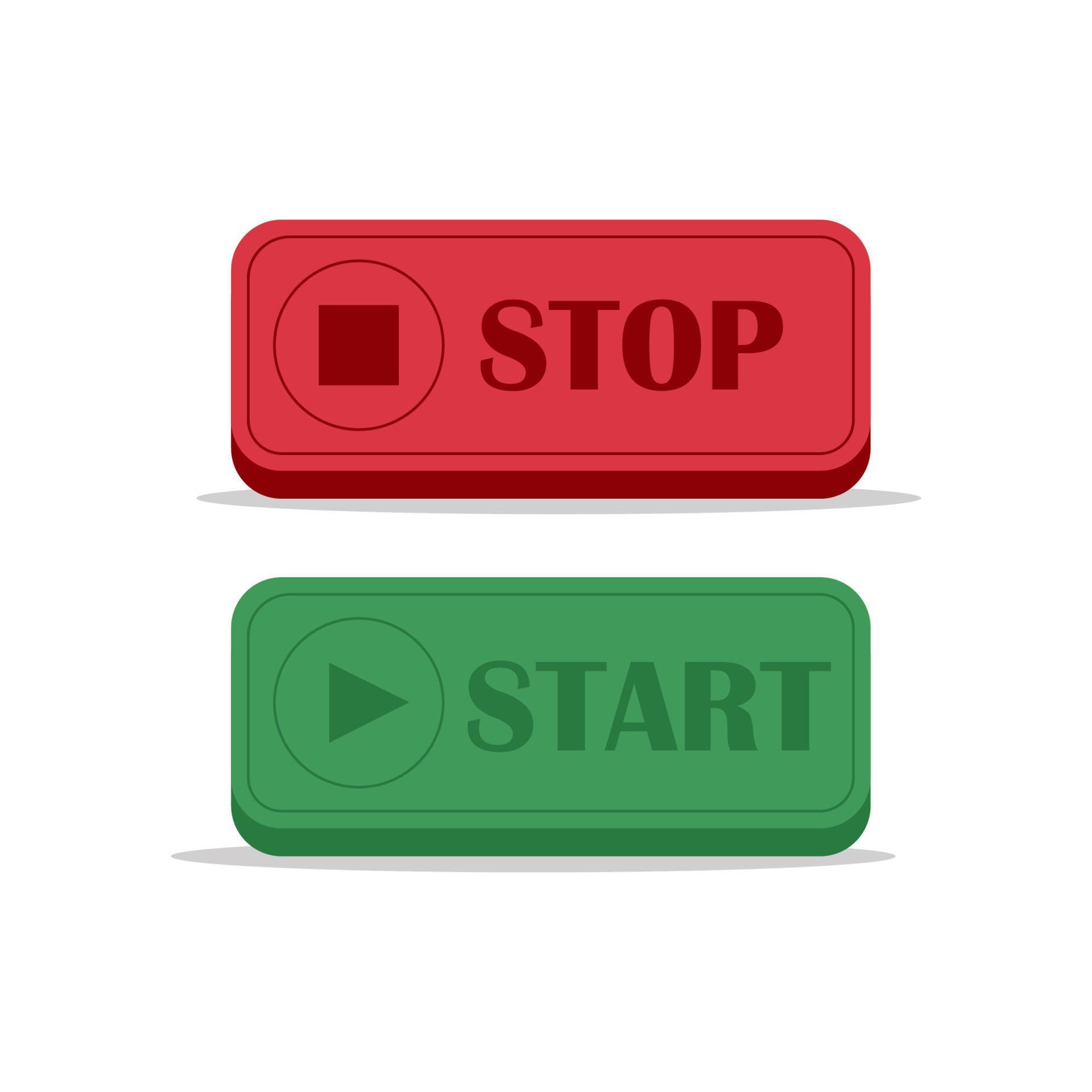 Red and green start and stop button icon isolated on white background ...