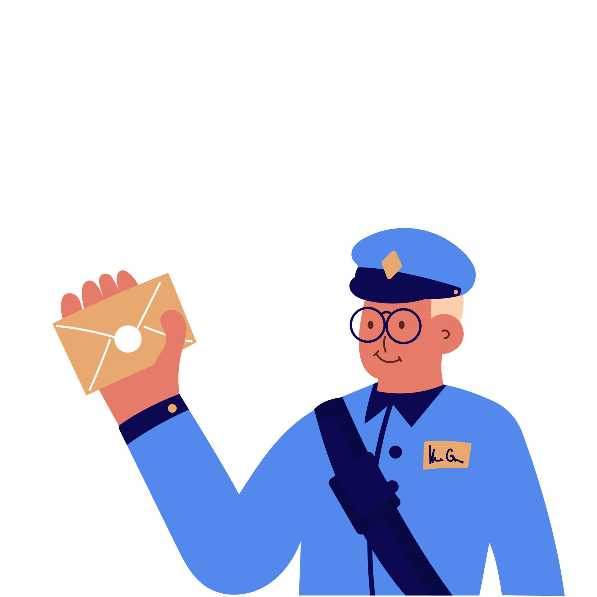 Postman Office Post And Express Service Mailman Delivery Correspondence To Mailbox And Envelope