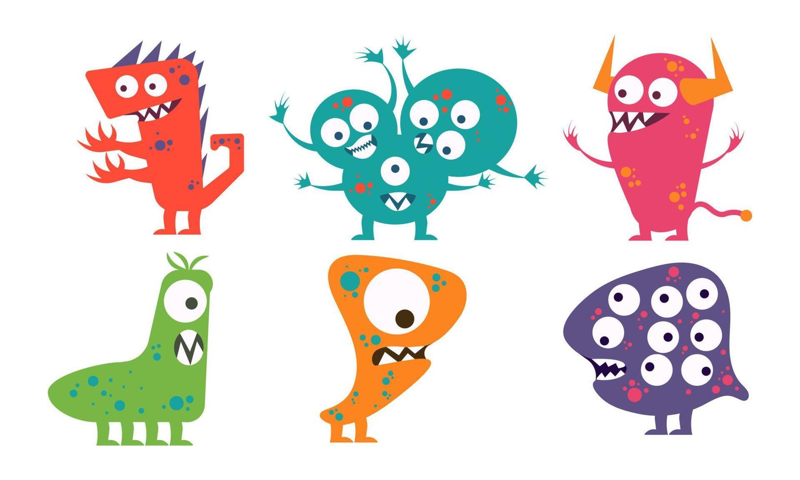 Cute Monster Cartoon Character Set Funny Alien And Hilarious Comic