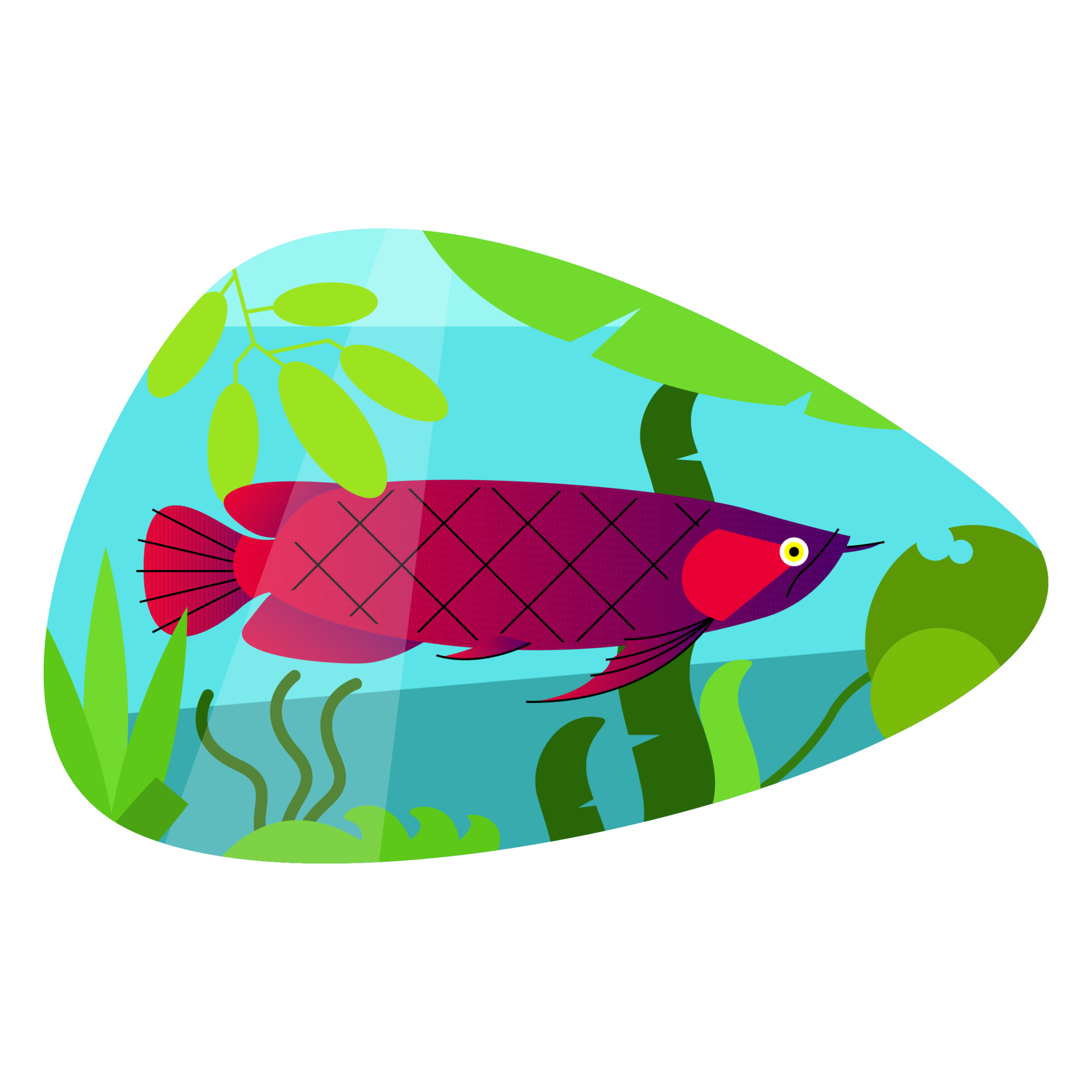 Ilustración Plana De Dibujos Animados De Peces Exóticos Arowana