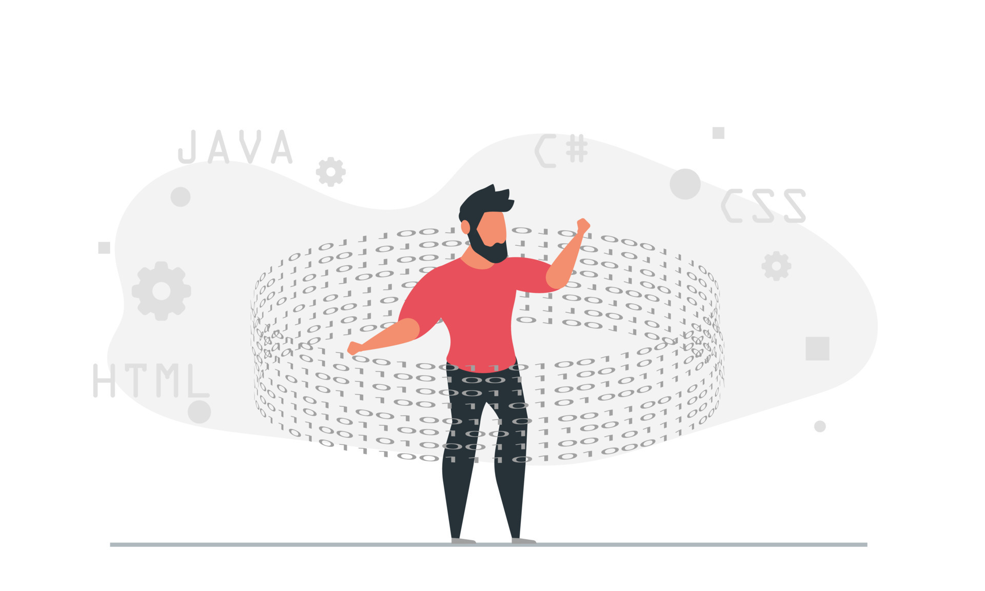 The Man Professionally Programs In Virtual Reality Programmer Software Developer Concept Vector