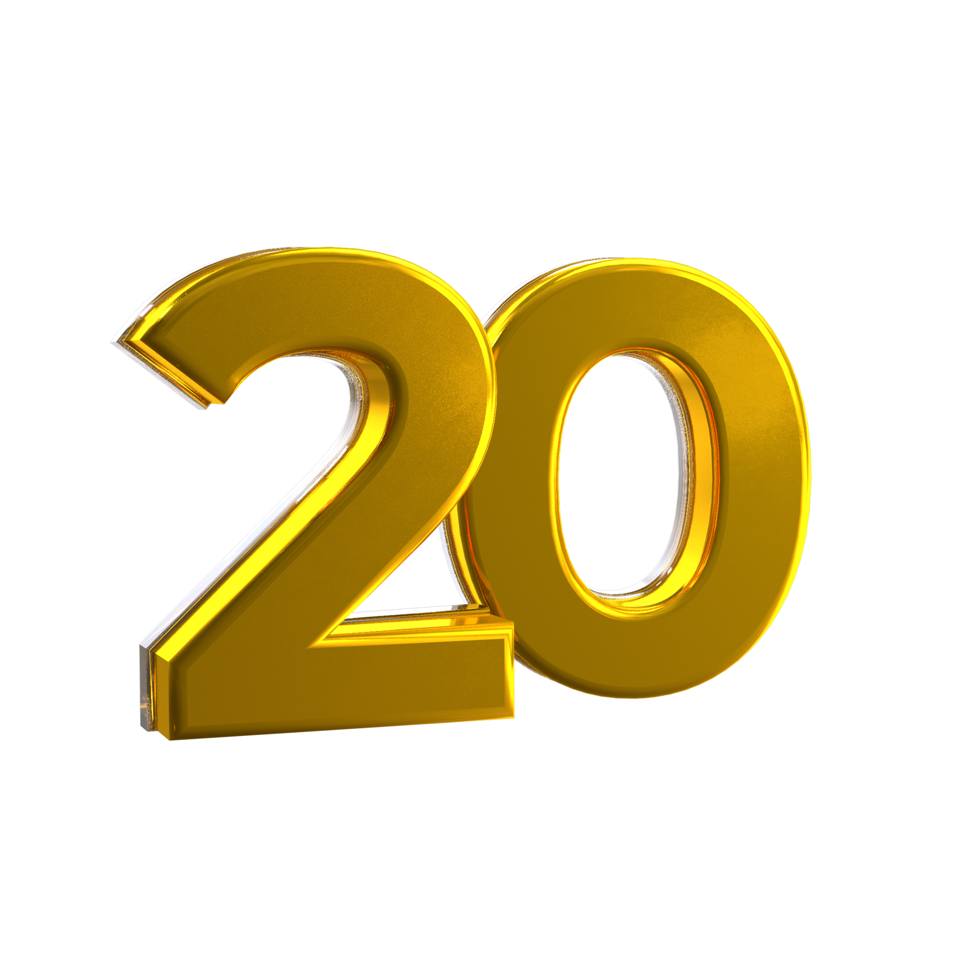 Mental Yellow 20 3D Number 10885828 PNG