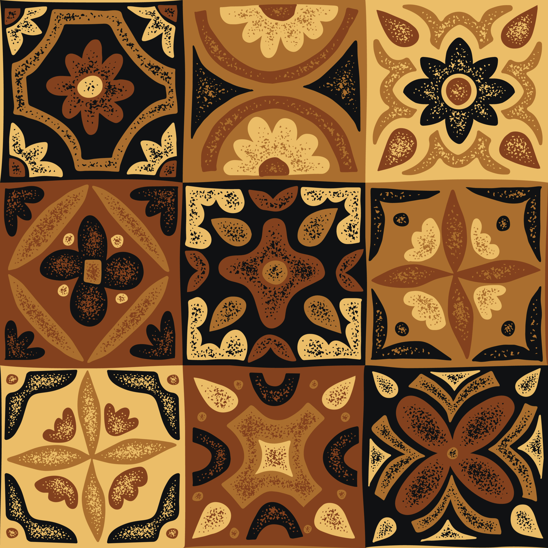 Ethnic tile seamless pattern with flower. Hand draw tribal design ...