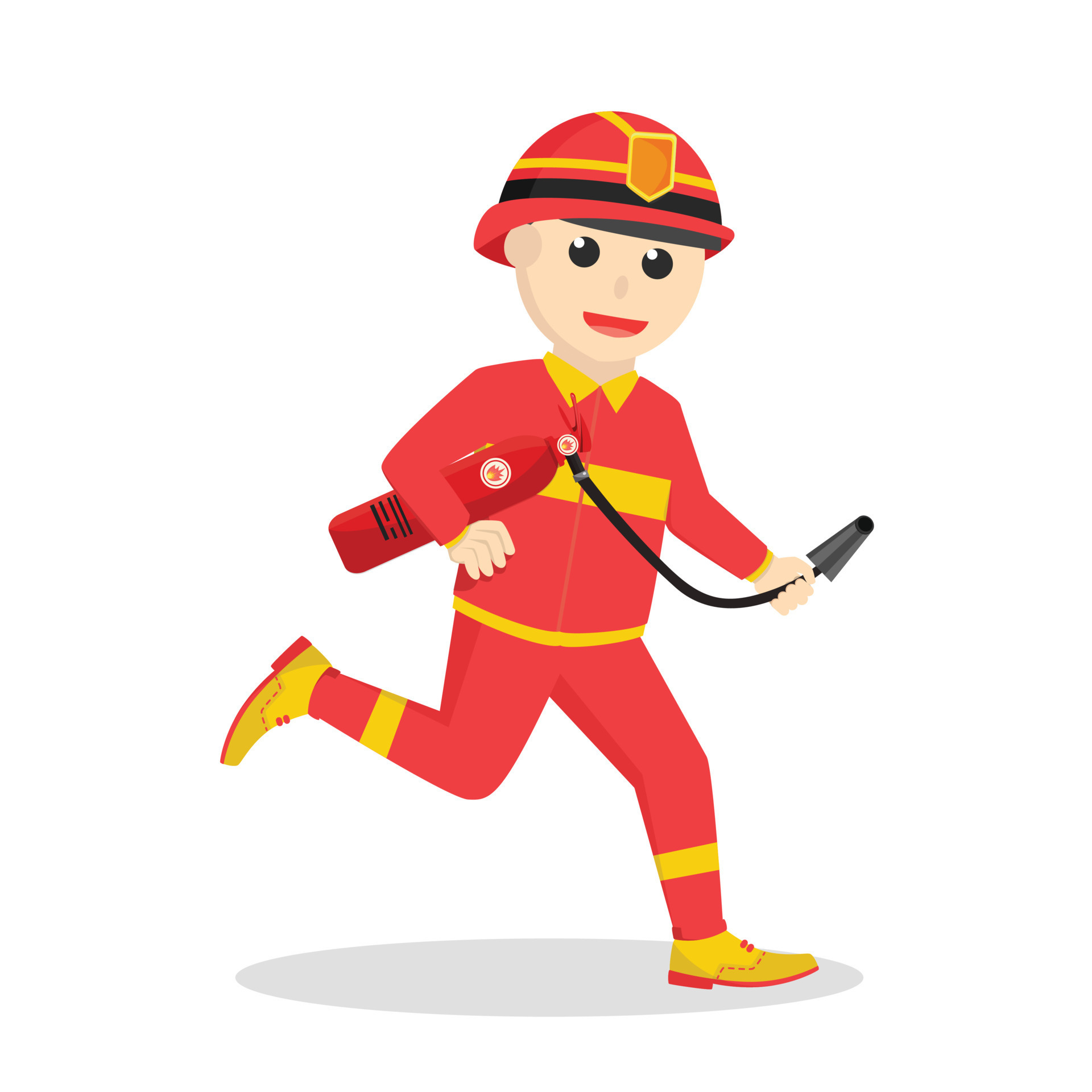 firefighter run and holding fire tube on white background 10890225 ...