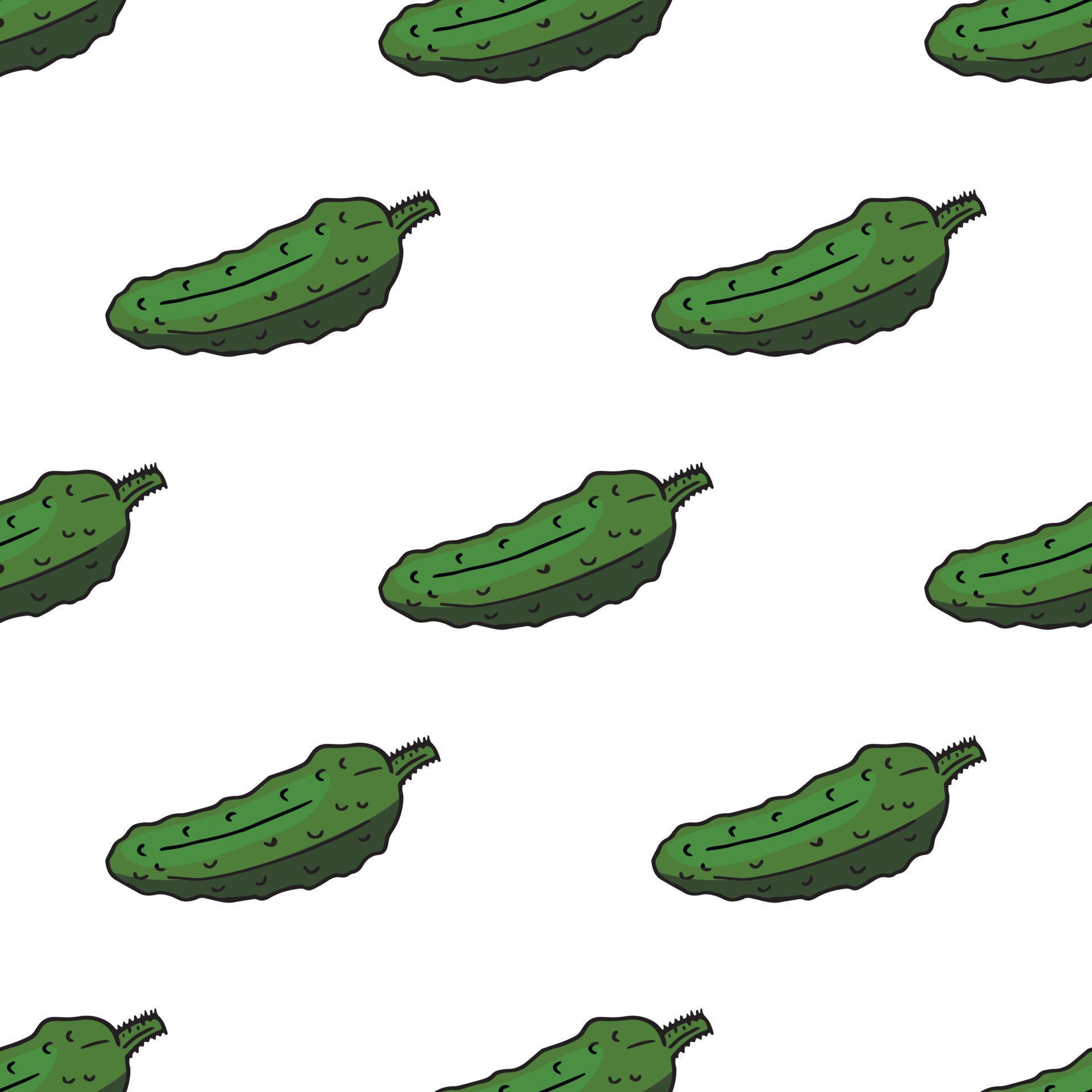 Cute cucumbers on white background. Seamless background. Endless pattern. Vector image. Healthy ...