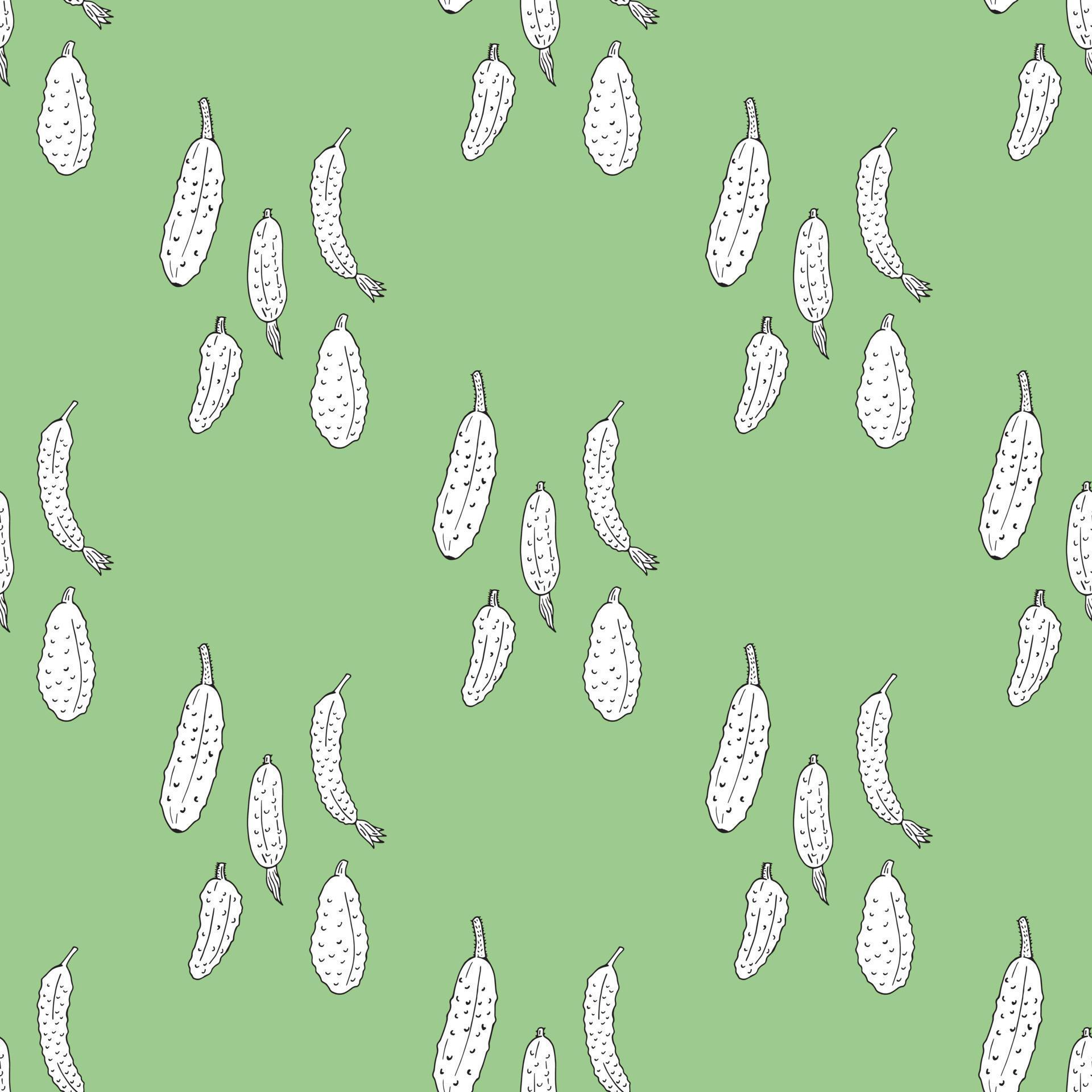 Seamless background with black-and-white cucumbers on green background. Endless pattern for your ...