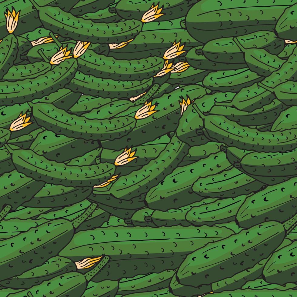 Seamless background with many green cucumbers. Endless pattern for your design. Vector image ...
