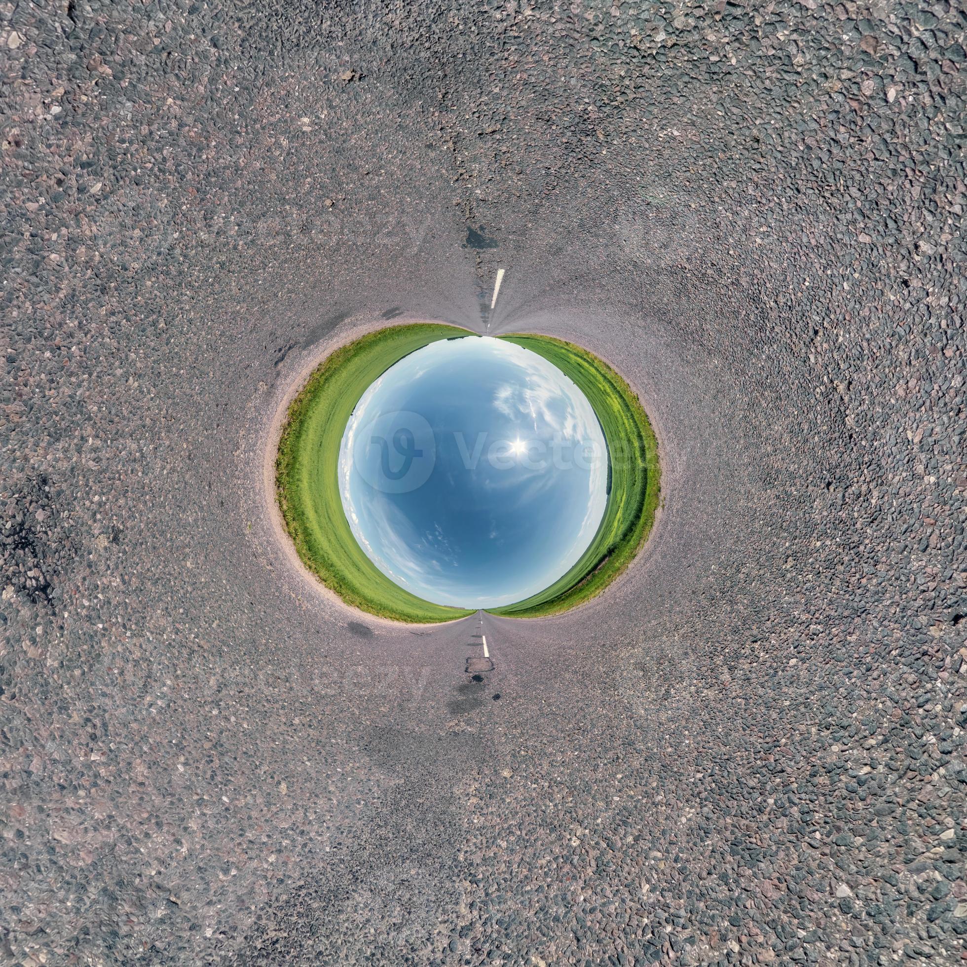 Blue little planet. Inversion of tiny planet transformation of ...