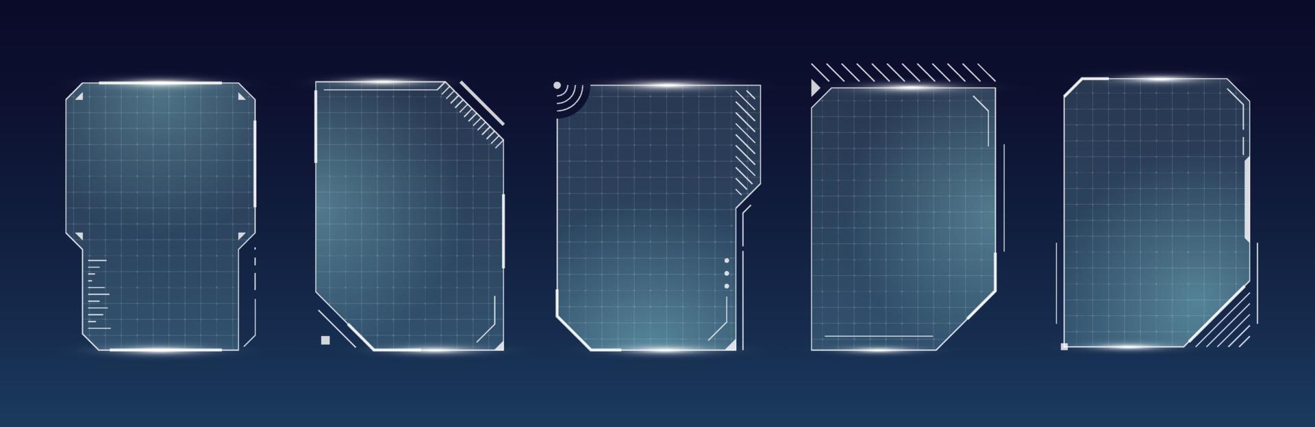 HUD digital futuristic user interface square vertical frame set. Sci Fi ...