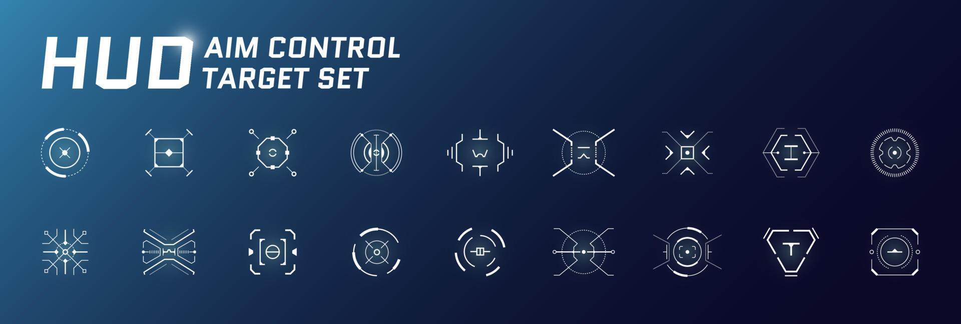 HUD aim control target system set. GUI and FUI interface. Futuristic military optical aiming ...