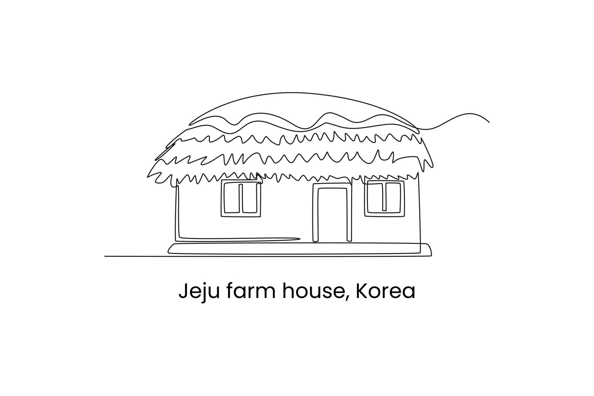 Kutcha House Drawing