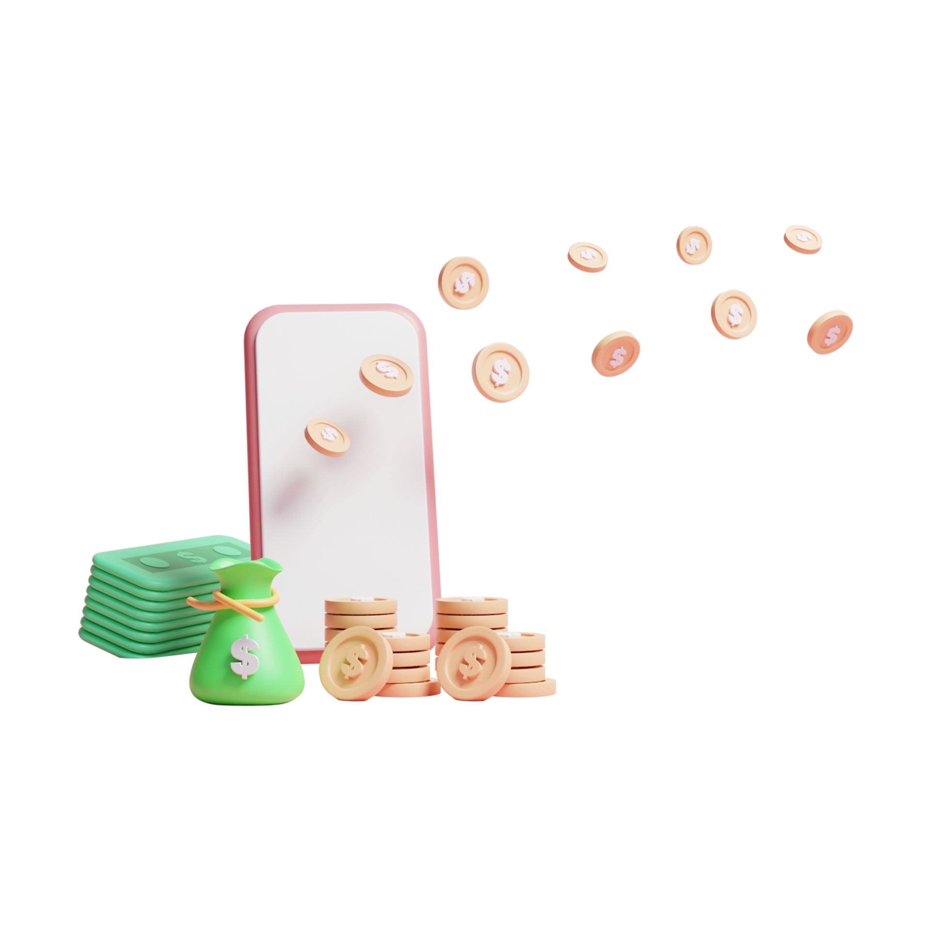 3d Online Business Money Floating In Mobile Phone Or Online Money 3d-online-business-money-floating-in-mobile-phone-or-online-money