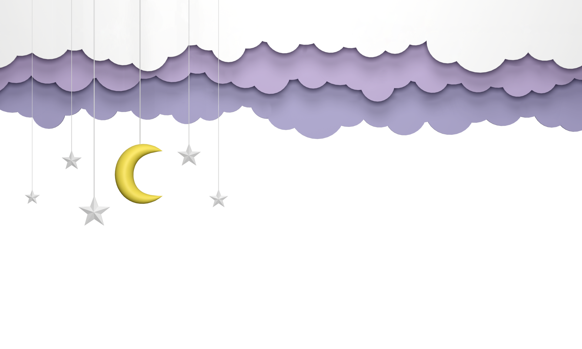 Paper art style, hanging clouds, stars and moon in the blue sky design 3D render. 10916208 PNG