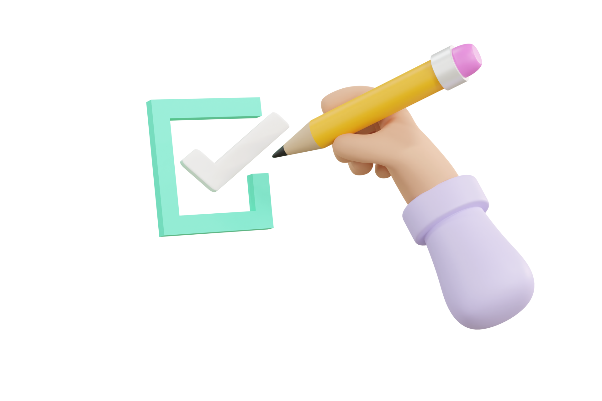 3D. Cartoon hand Checklist concept, checking mark on the check boxes ... 3D. Cartoon hand Checklist concept, checking mark on the check boxes ...