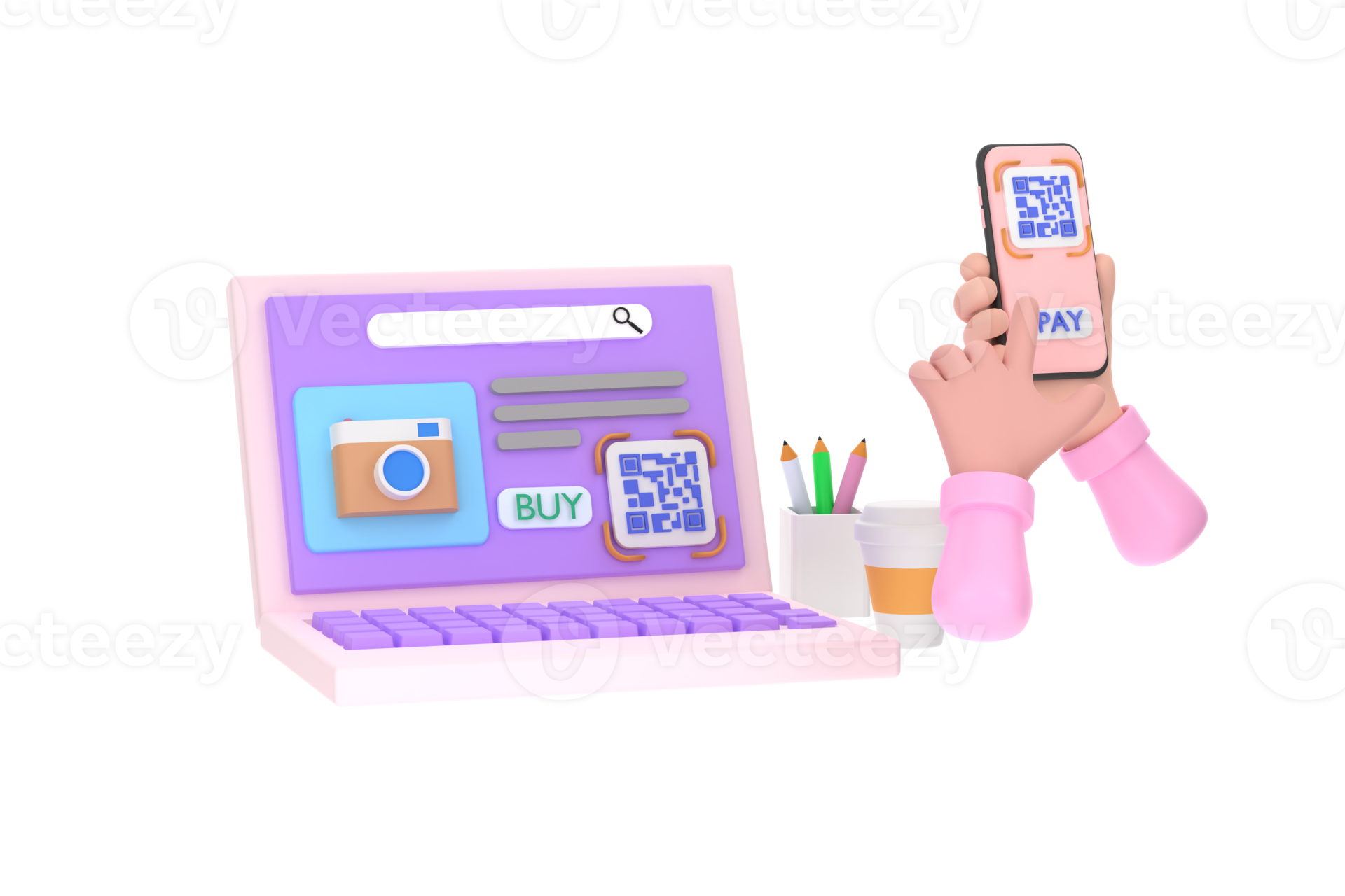 Hand Smartphone To Make Mobile Wallet Payment Via Qr Code Scanning Digital Invoice From Computer