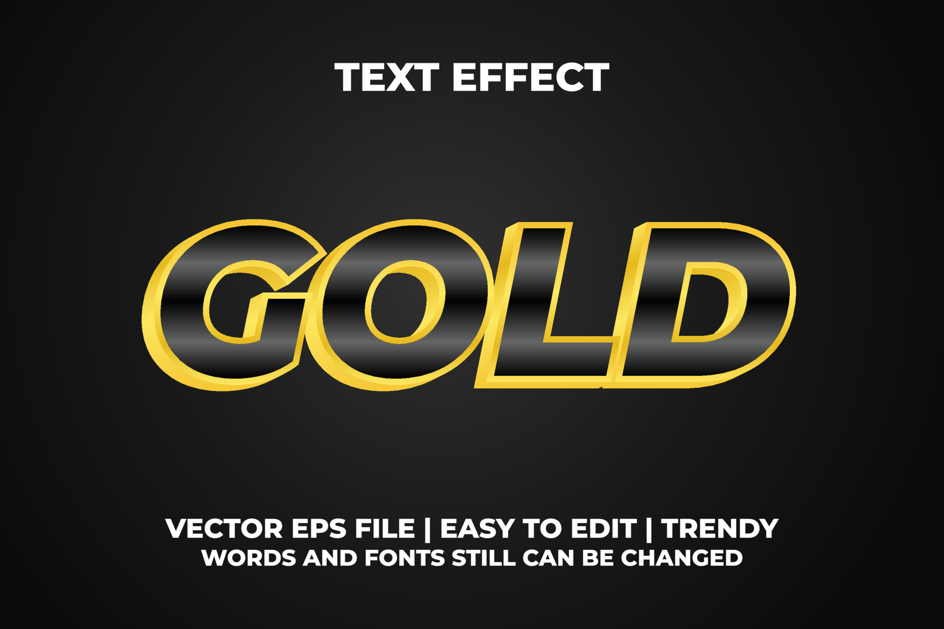 Black gold bold 3D text effect with gradient black background template ...