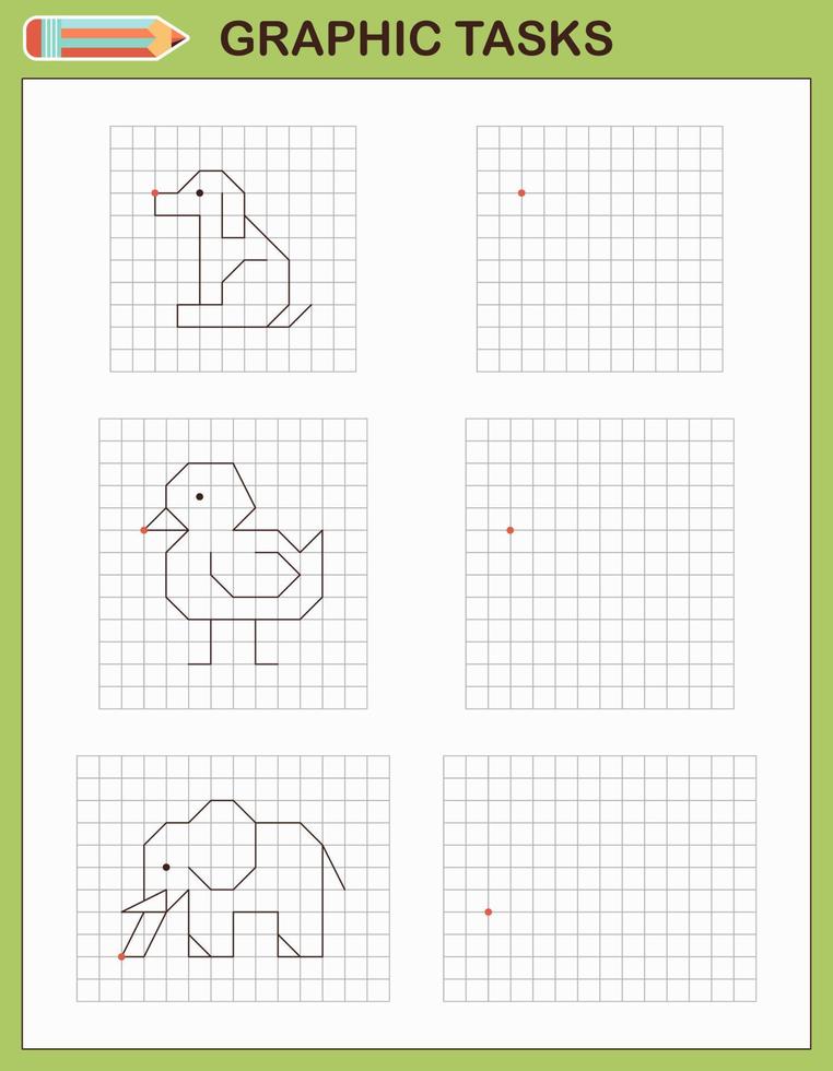 Graphic tasks by cells. Educational games for kids 10920982 Vector Art at Vecteezy