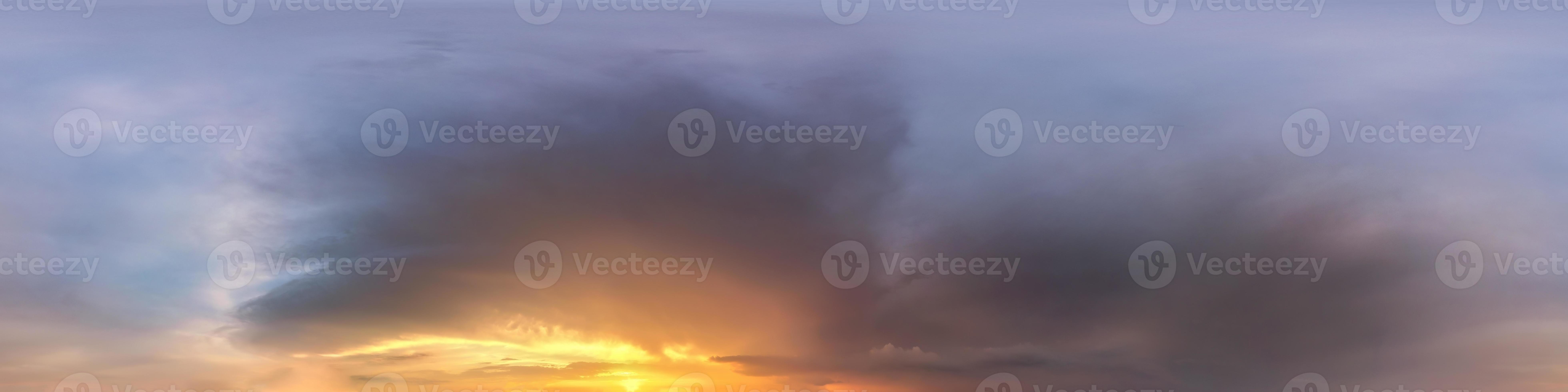 dark blue sky before sunset with beautiful awesome clouds before storm. Seamless hdri panorama ...