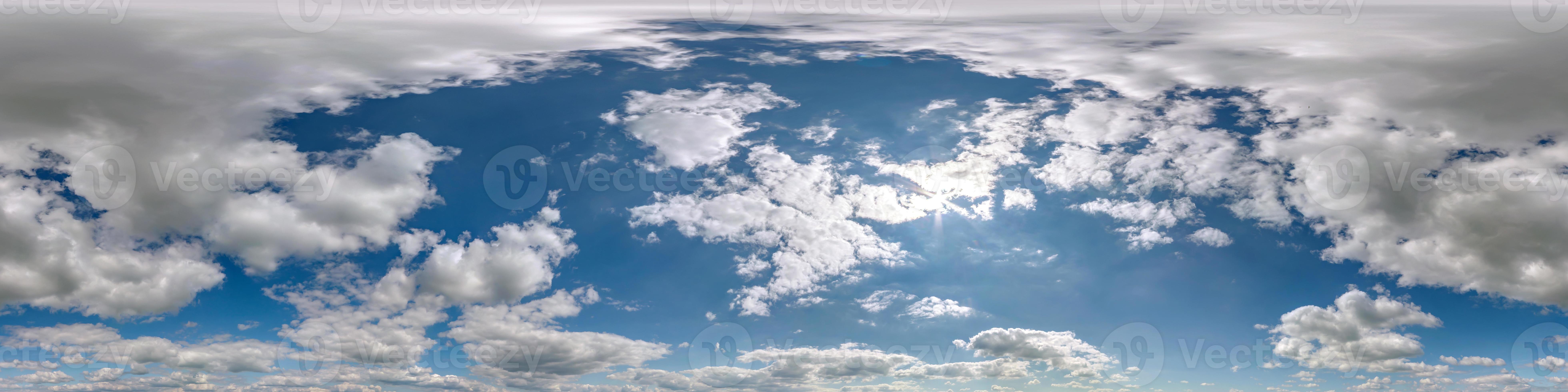 blue sky hdr 360 panorama with white beautiful clouds in seamless projection with zenith for use ...
