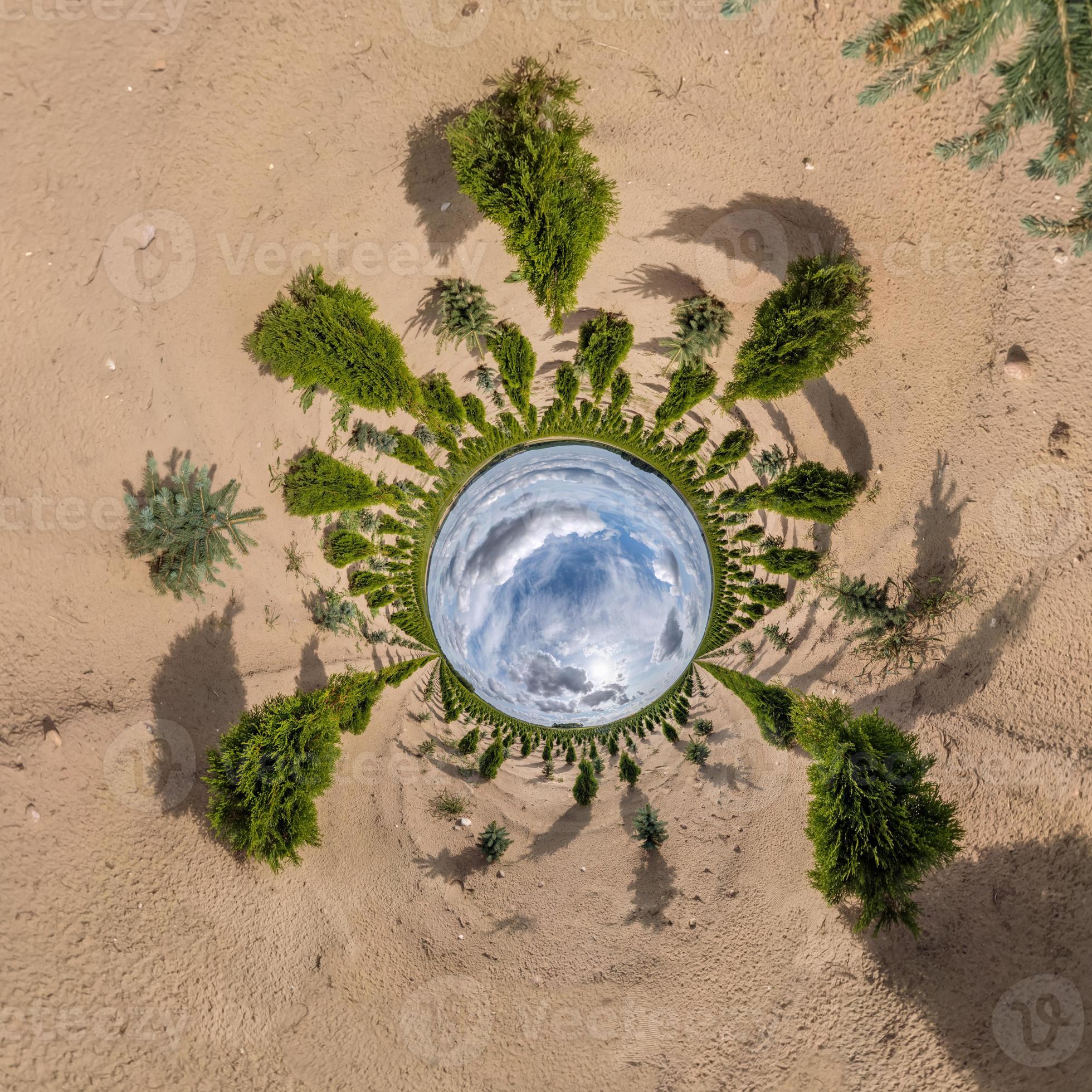 Blue little planet. Inversion of tiny planet transformation of ...