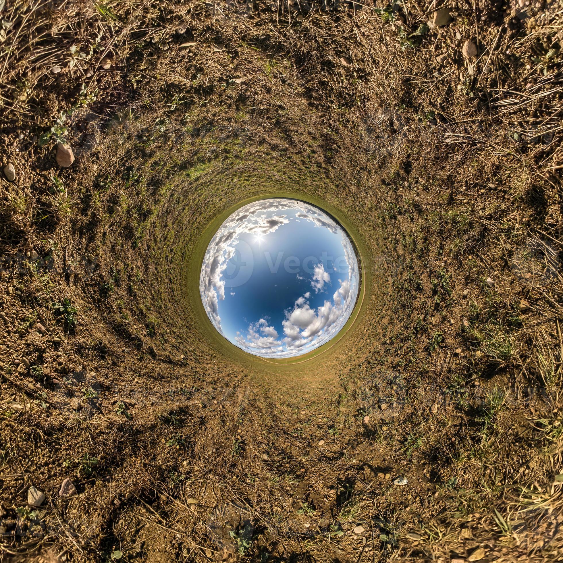 Blue little planet. Inversion of tiny planet transformation of ...