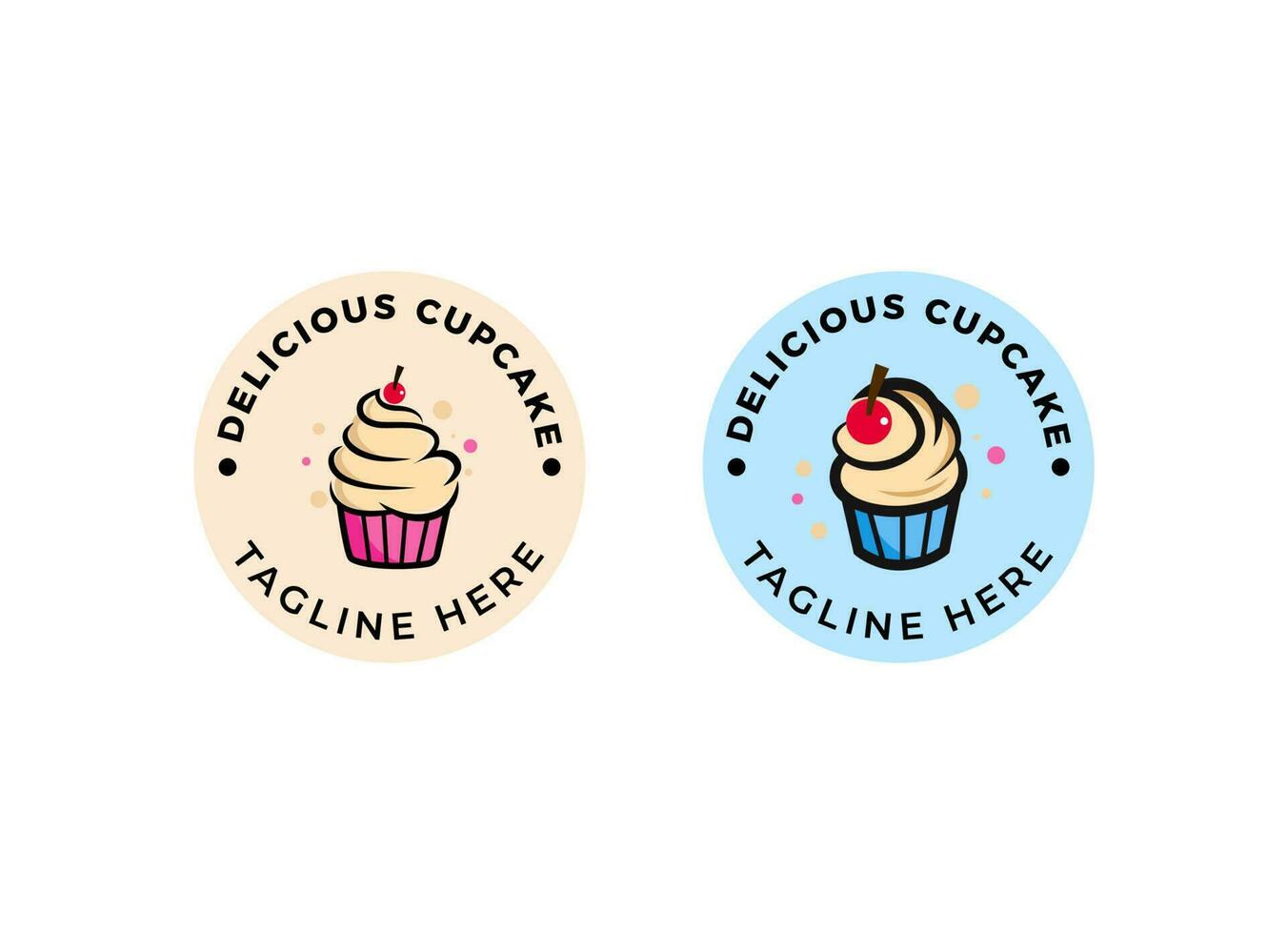Cupcake Shop Logo Round Linear Logo Of Cake Store On Black Background