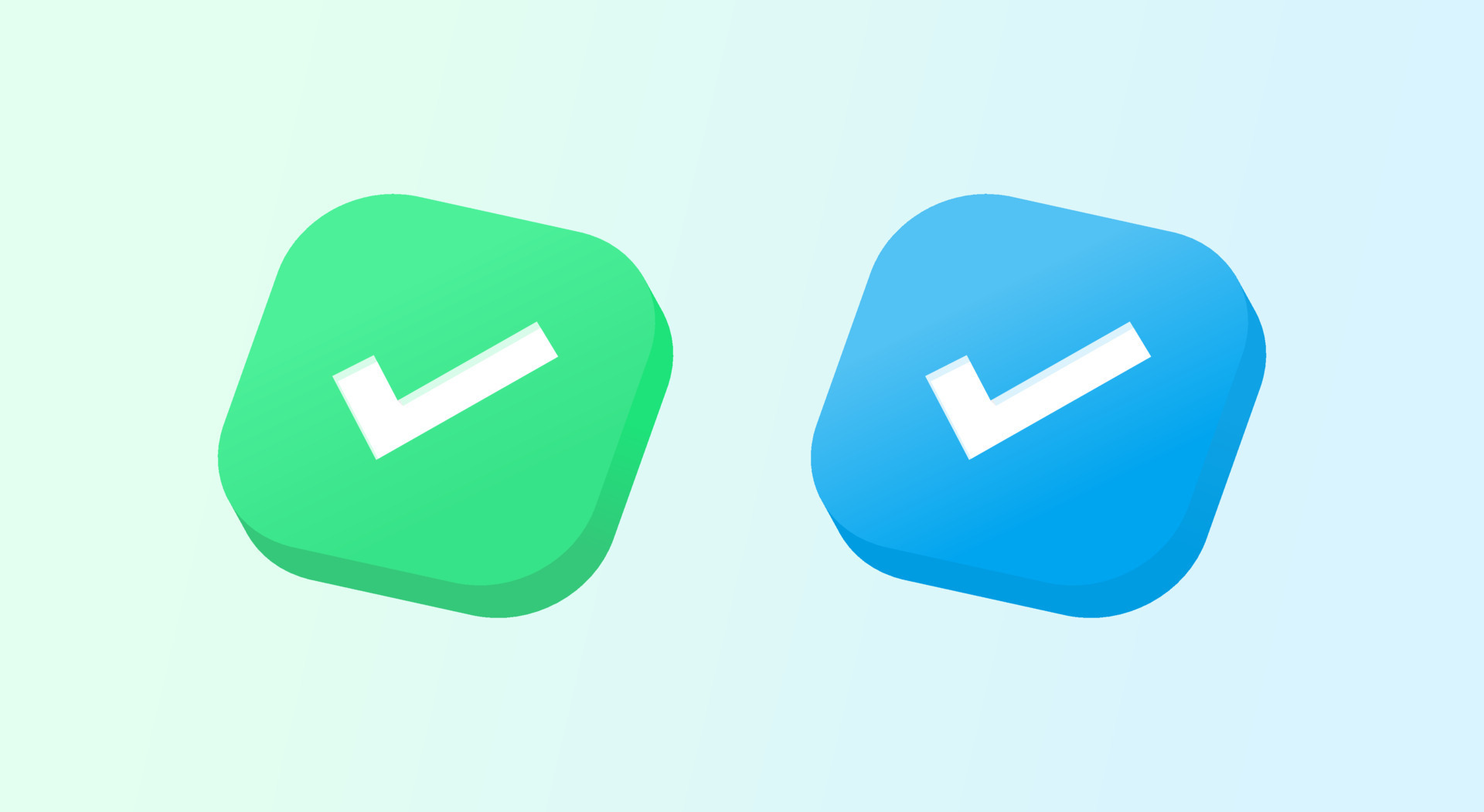3D Check Mark Icon Button Blue and Green Vector Illustration Success ...