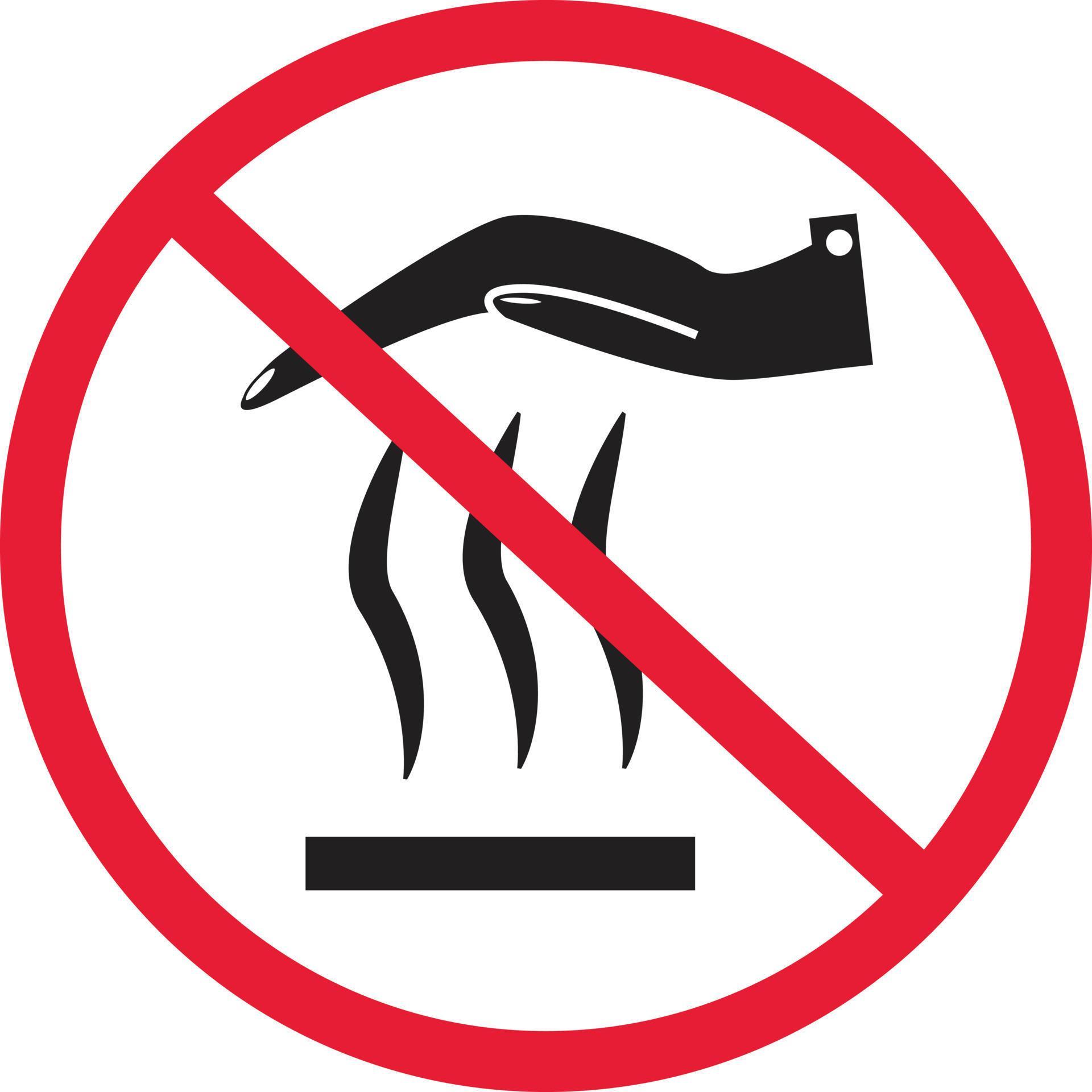 do not touch hot surface on white background. warning dangerous sign ...