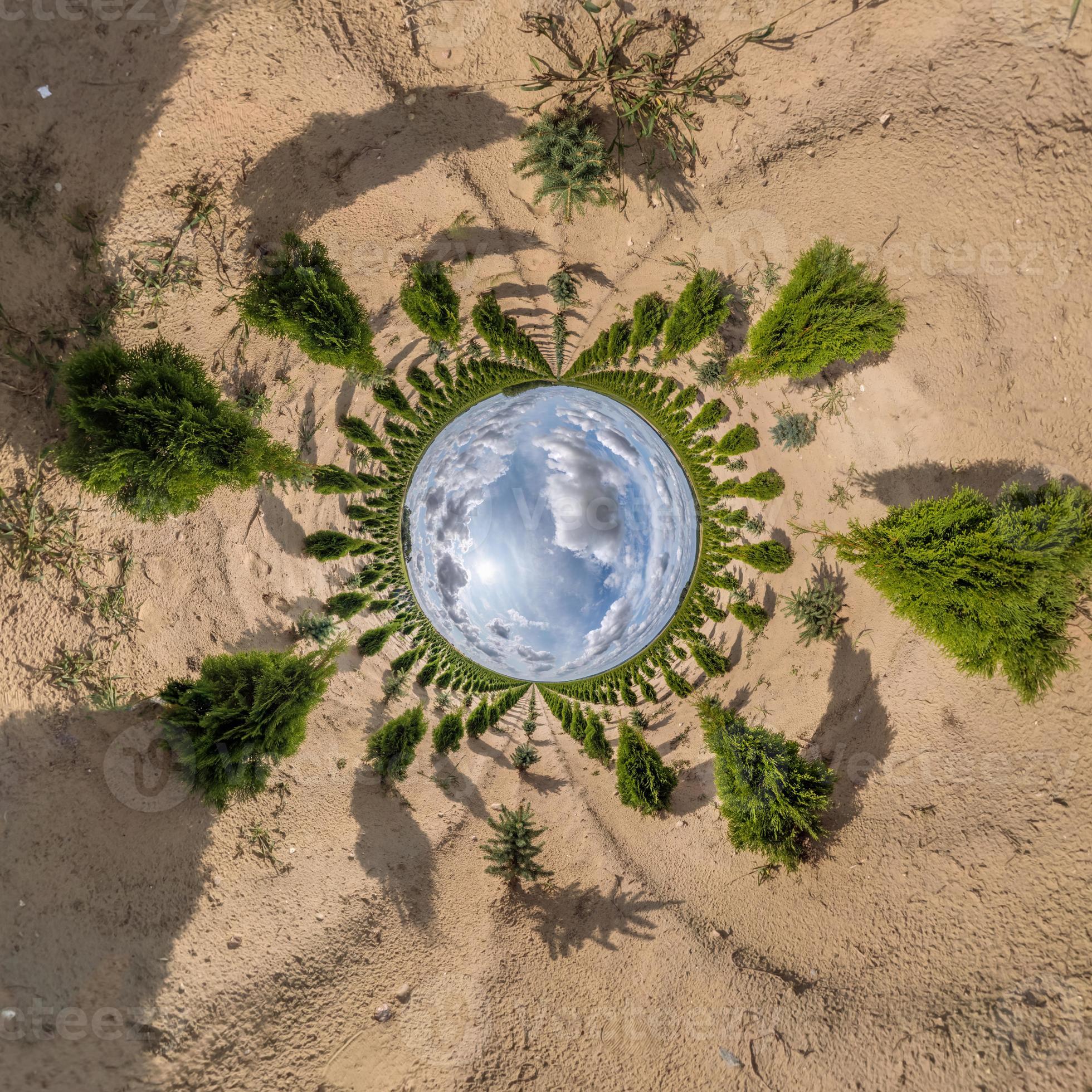 Blue little planet. Inversion of tiny planet transformation of ...