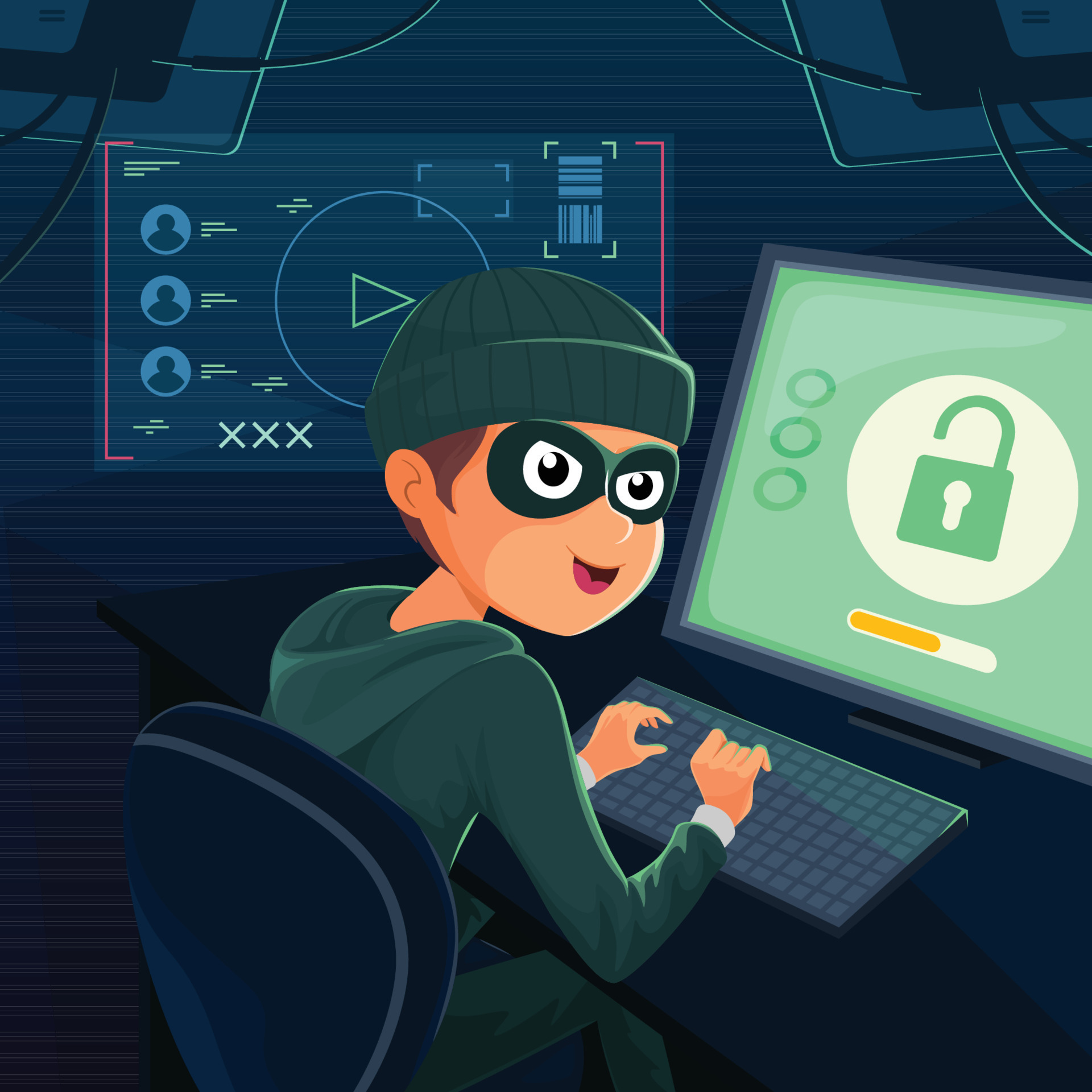 A Hacker Phishing Scam And Attacking Web Security 10928378 Vector Art At Vecteezy